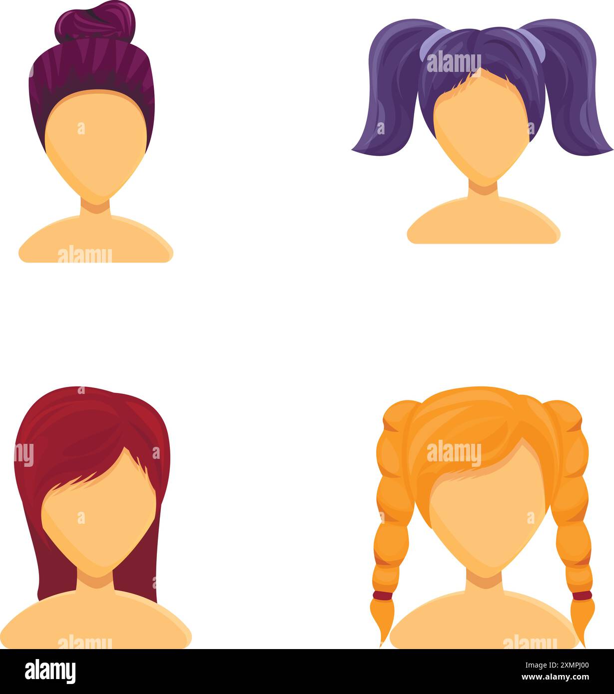 Avatar profile icons set cartoon vector. Different female avatar ...