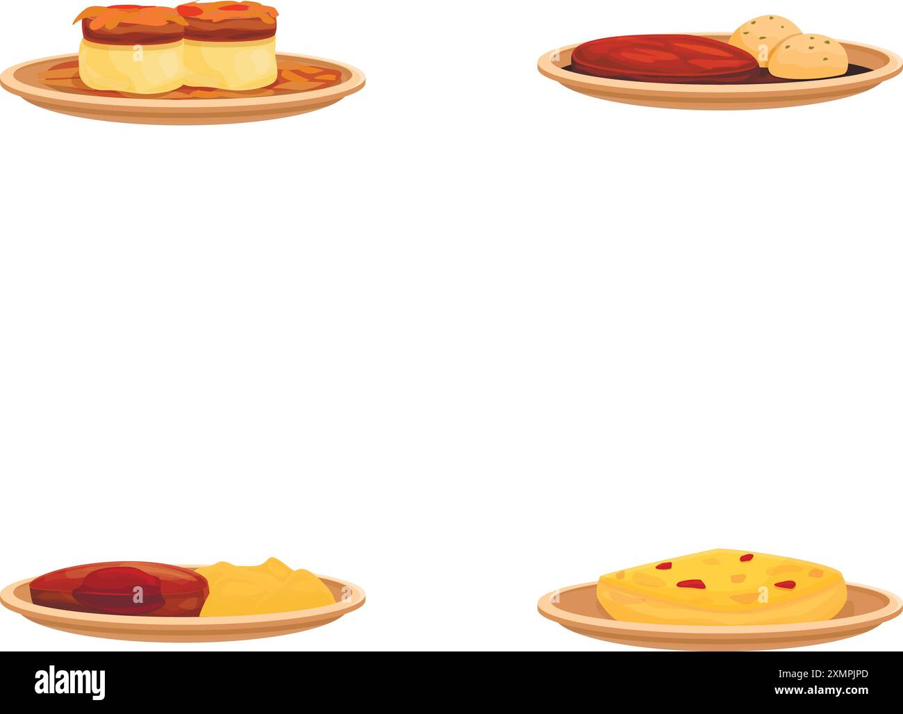 Meal icons set cartoon vector various dish and dessert food hi-res ...