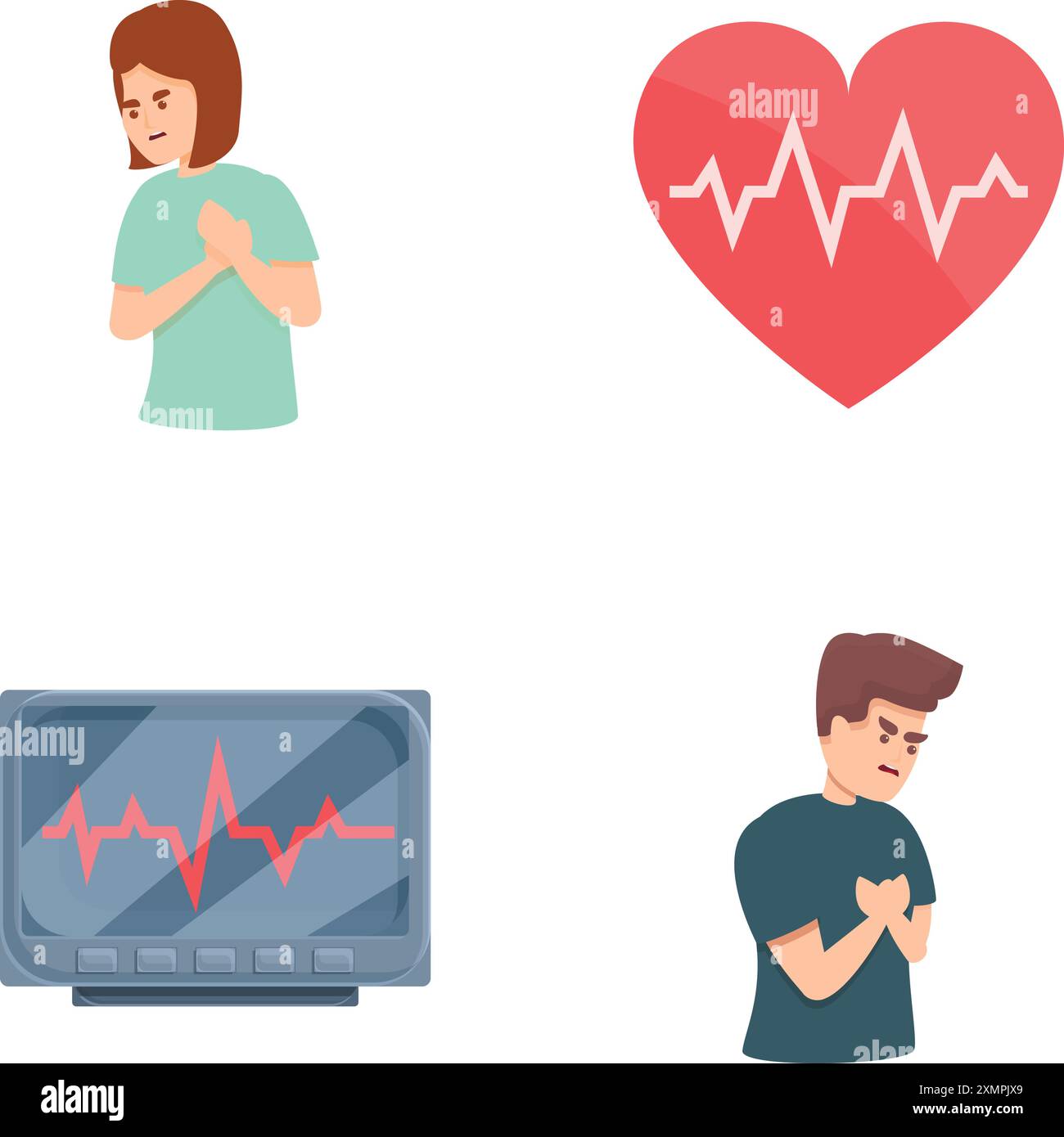 Cardiogram icons set cartoon vector. Heartbeat rate at monitor and ...