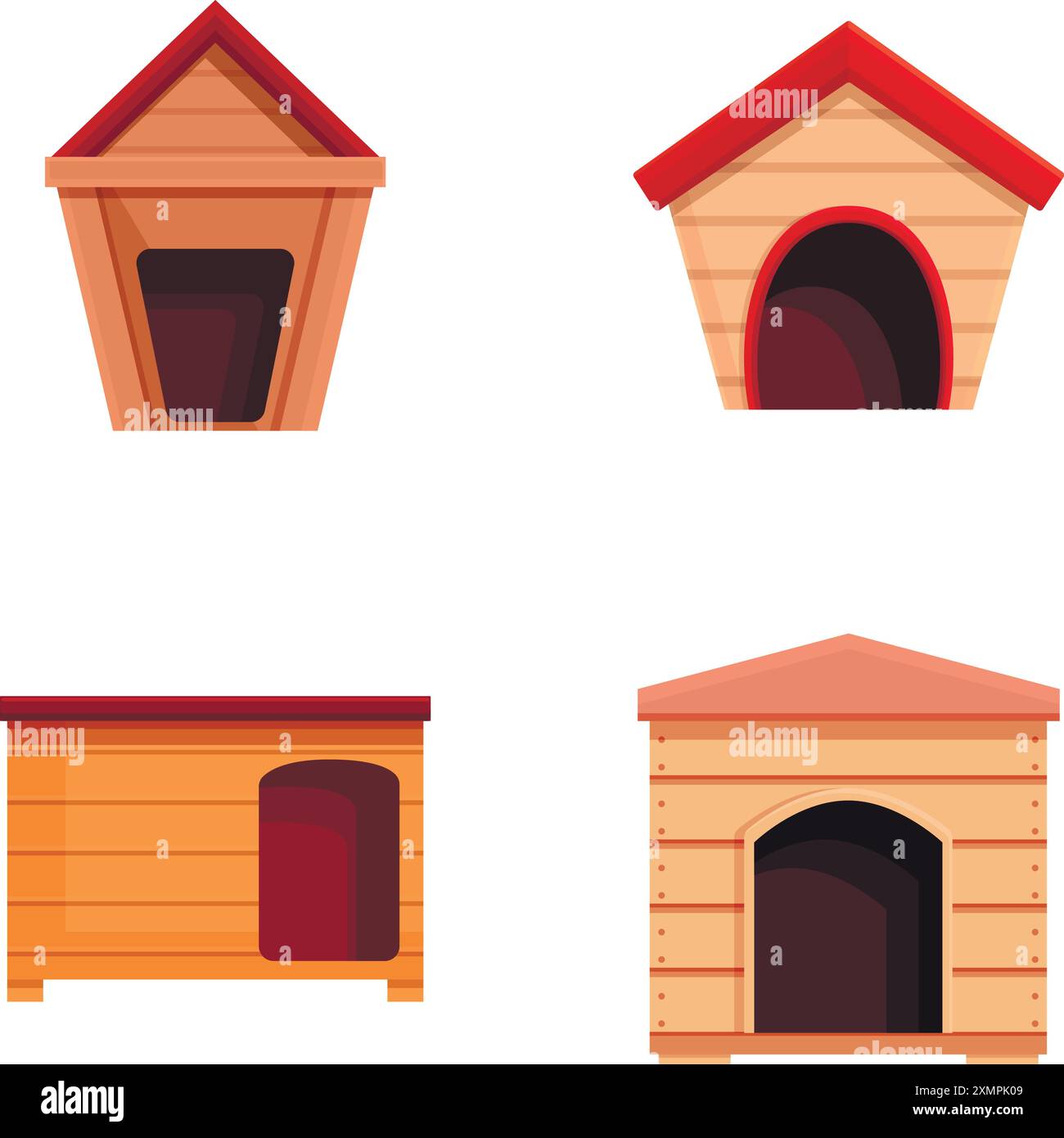 Various doghouse icons set cartoon vector. Small cute empty dog house ...