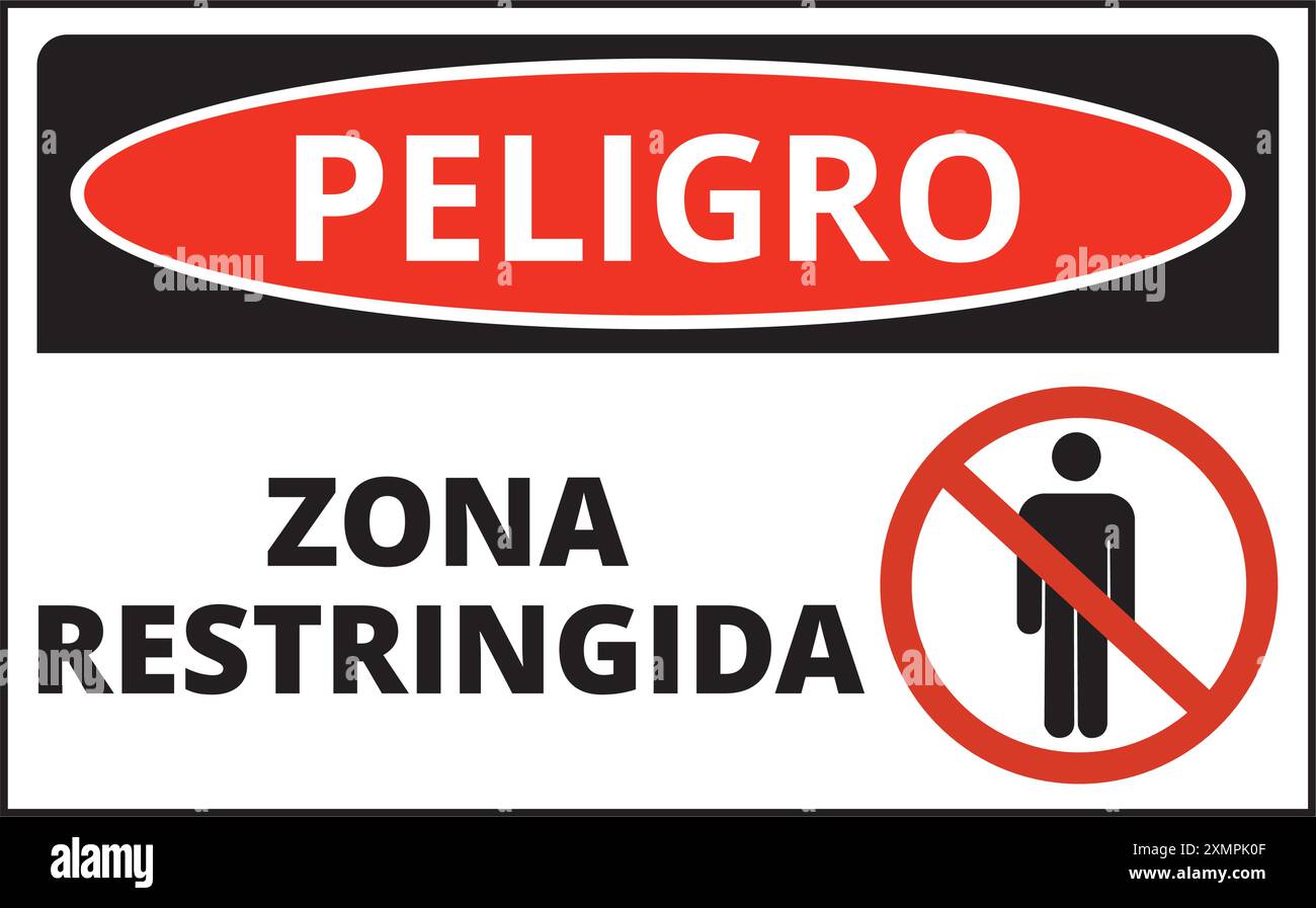 Zona restringida banner on a white background (trad. restricted area ...