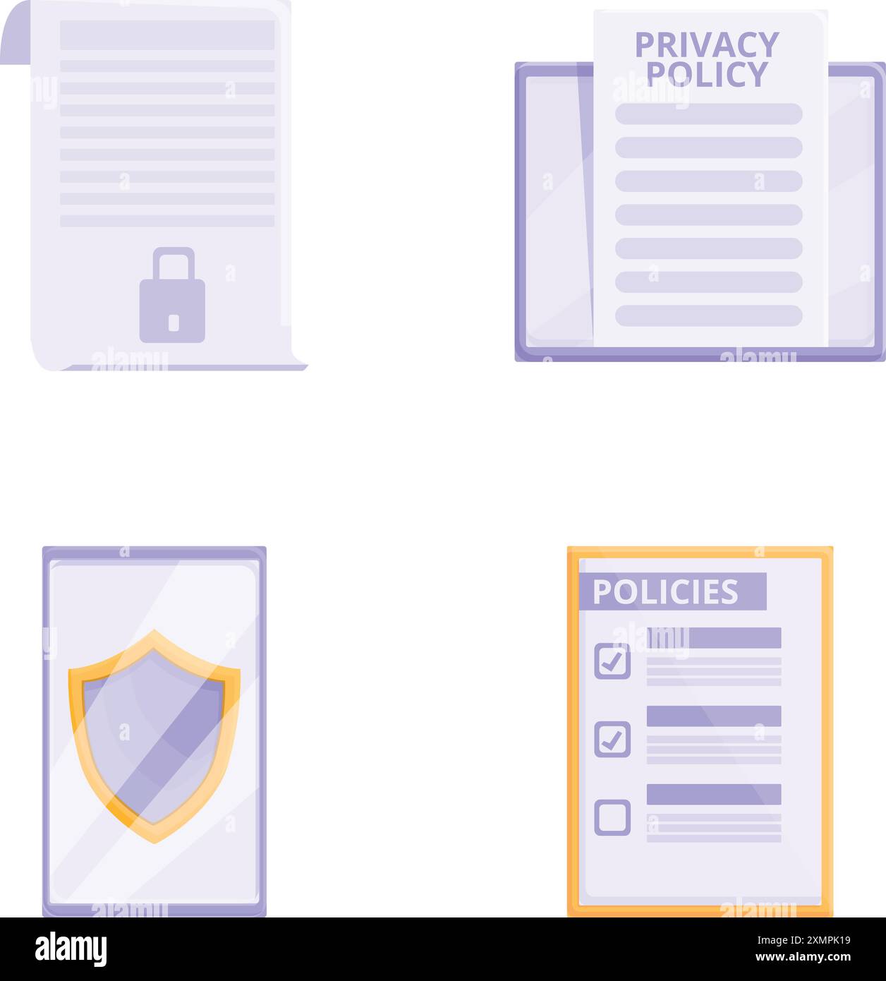 Privacy symbol icons set cartoon vector. Gdpr safety. Europe standard ...