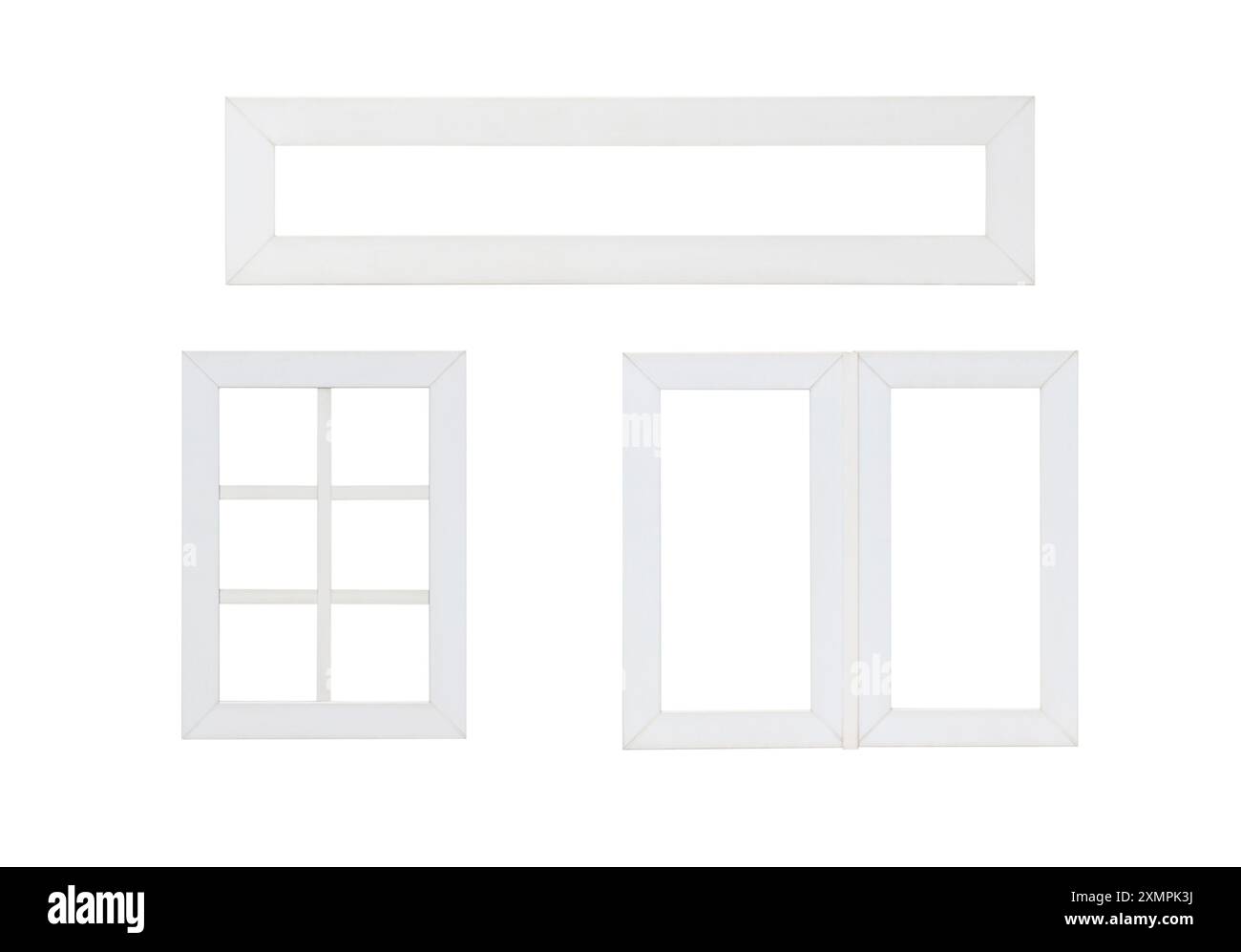 Real modern house window frame set collection isolated on white ...