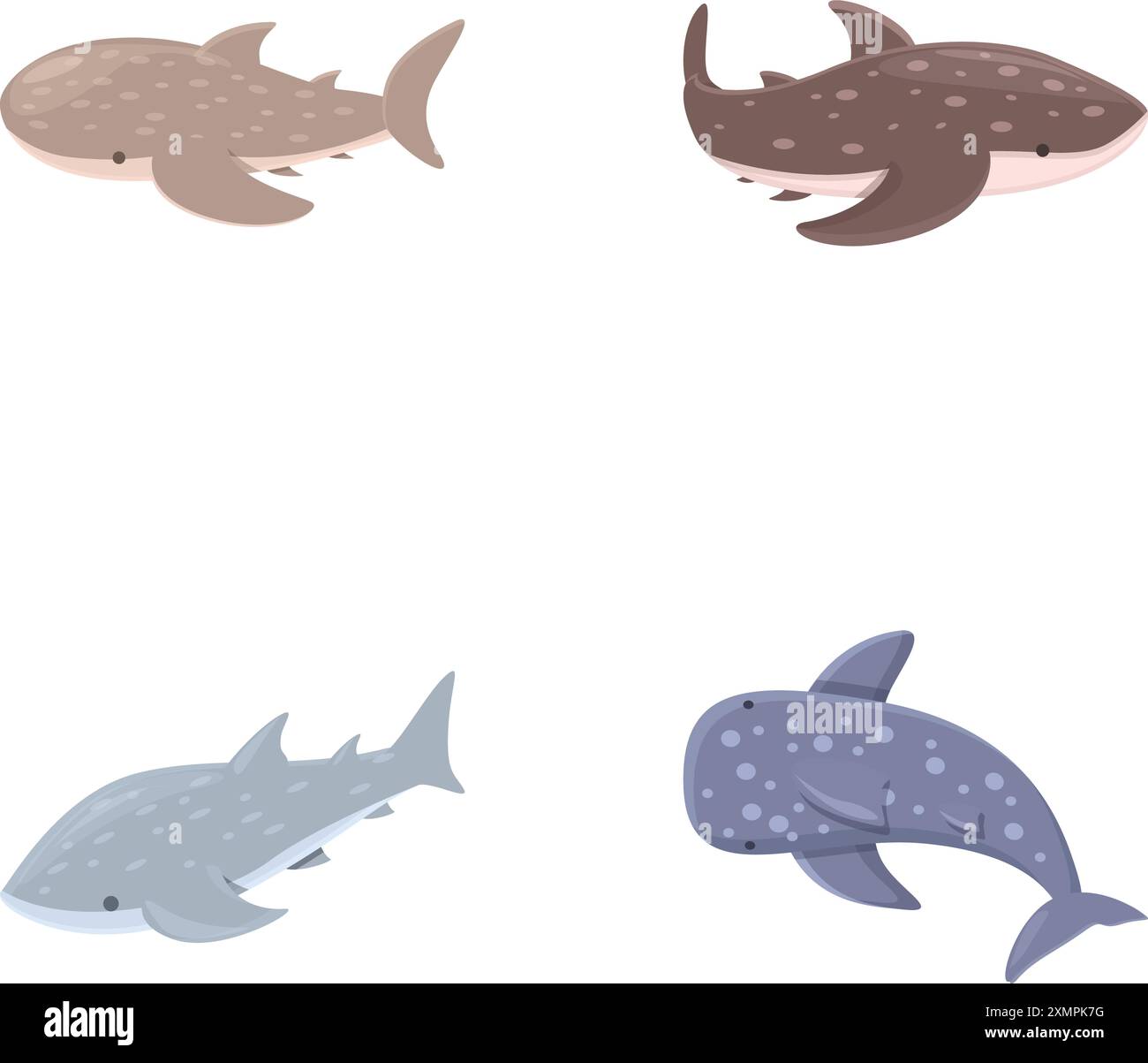 Cute shark icons set cartoon vector. Cartoon whale shark. Large ...