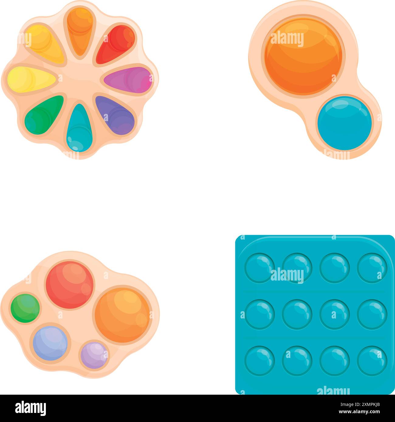 Colorful popit icons set cartoon vector. Pop it toy of various shape ...