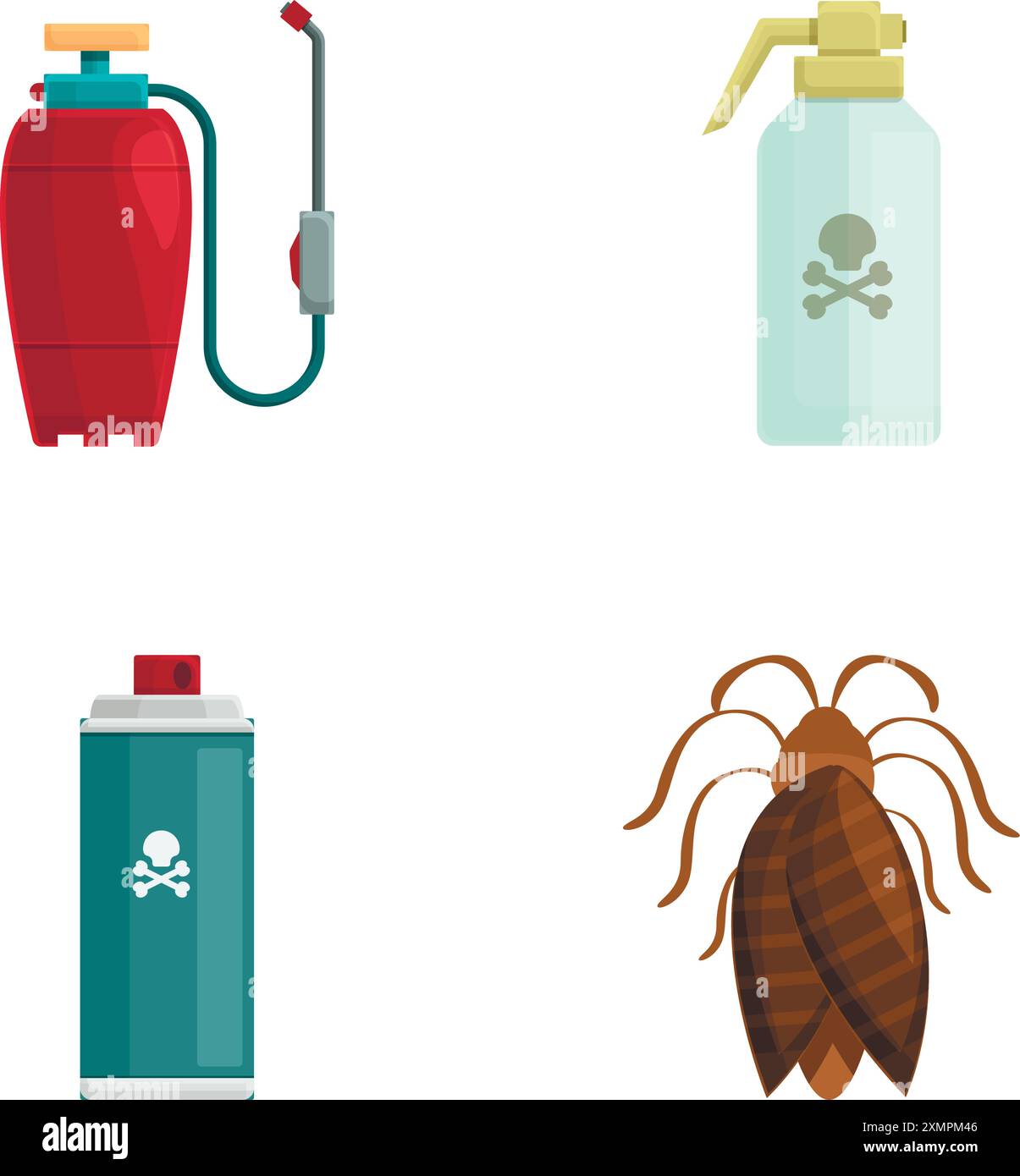 Disinfection equipment icons set cartoon vector. Insect control service ...