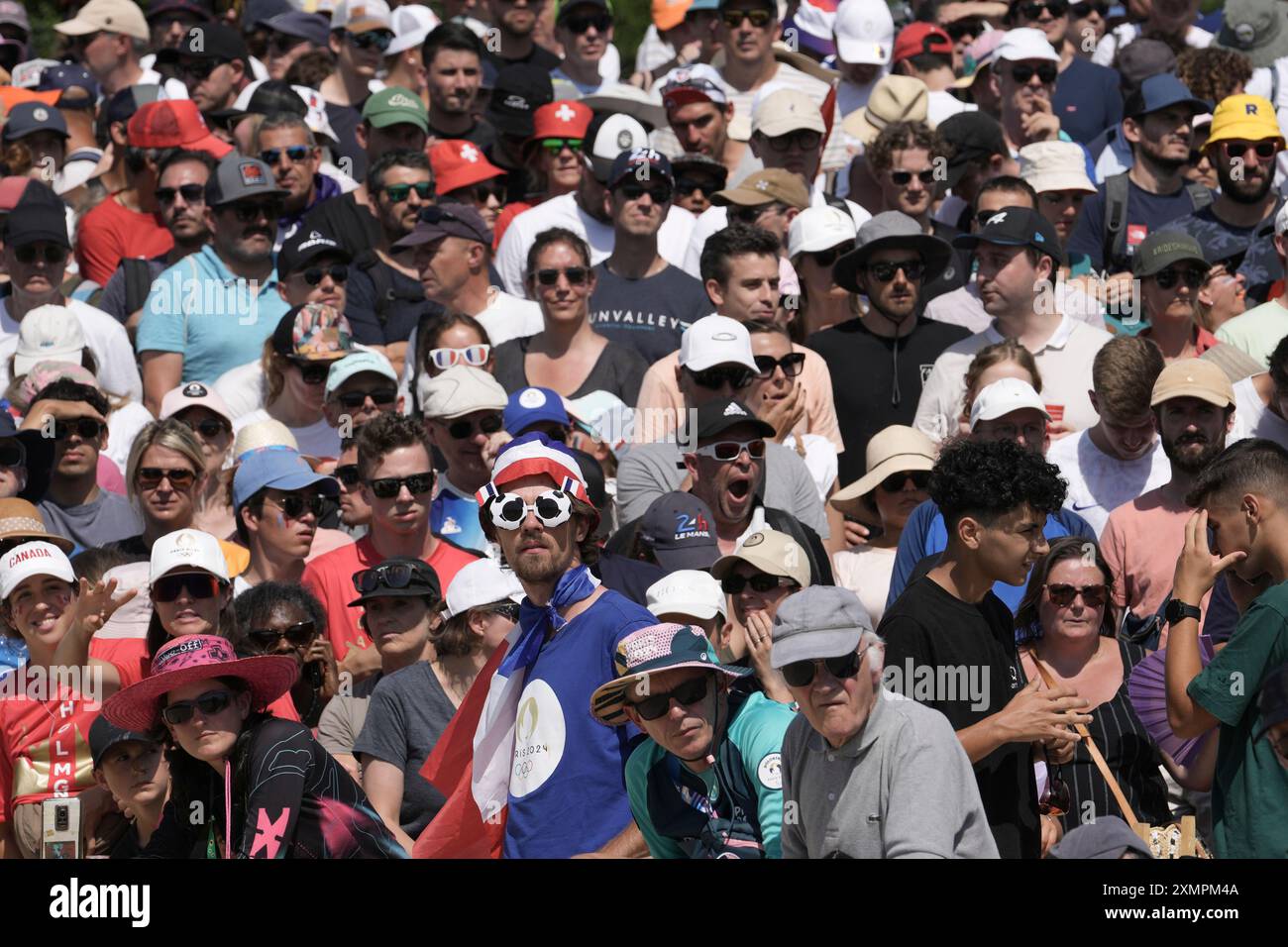 Spectators follow the men's mountain bike race, at the 2024 Summer ...