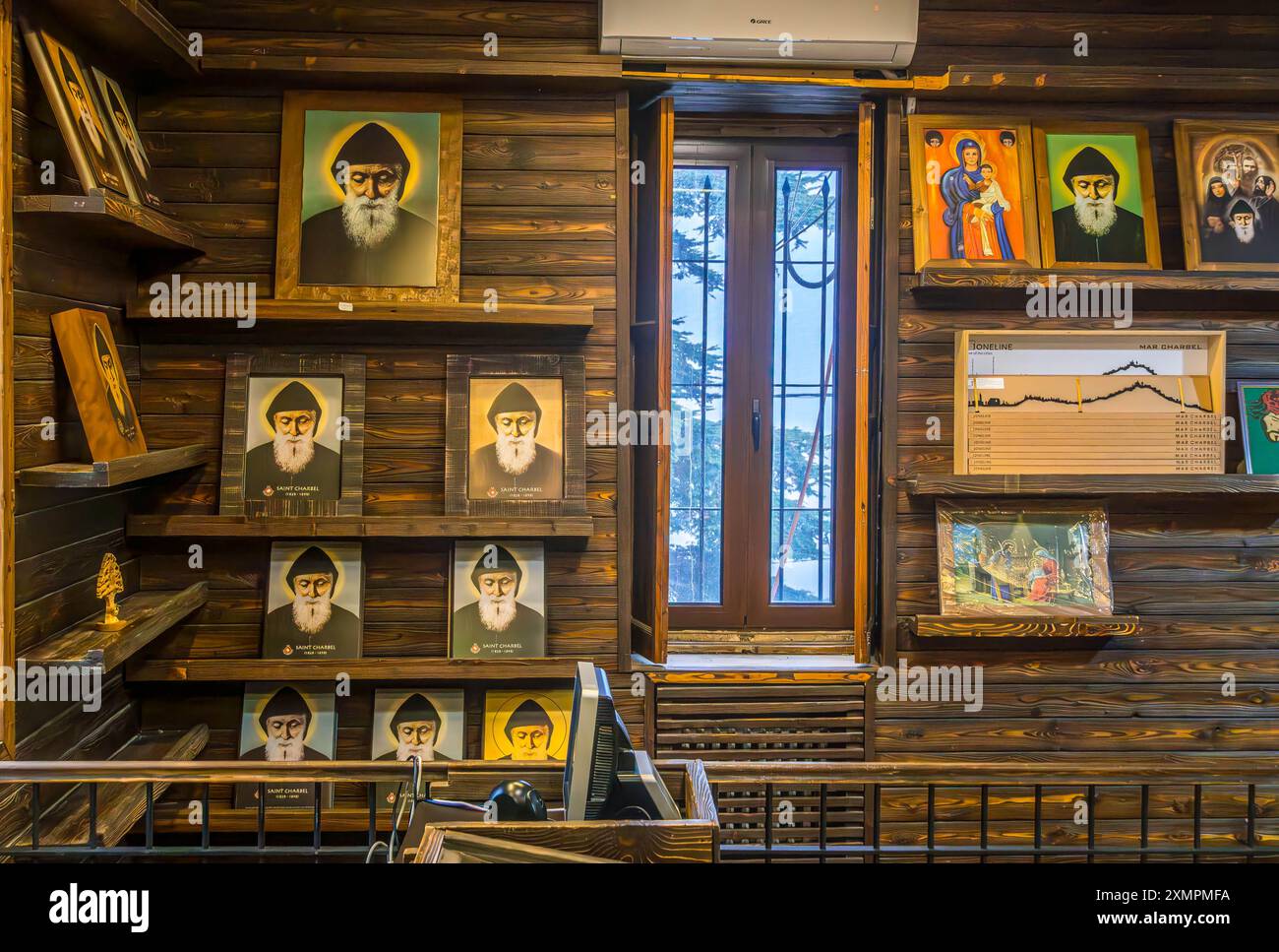 The icons of Saint Charbel (St. Charbel), a Christian Maronite monk and ...
