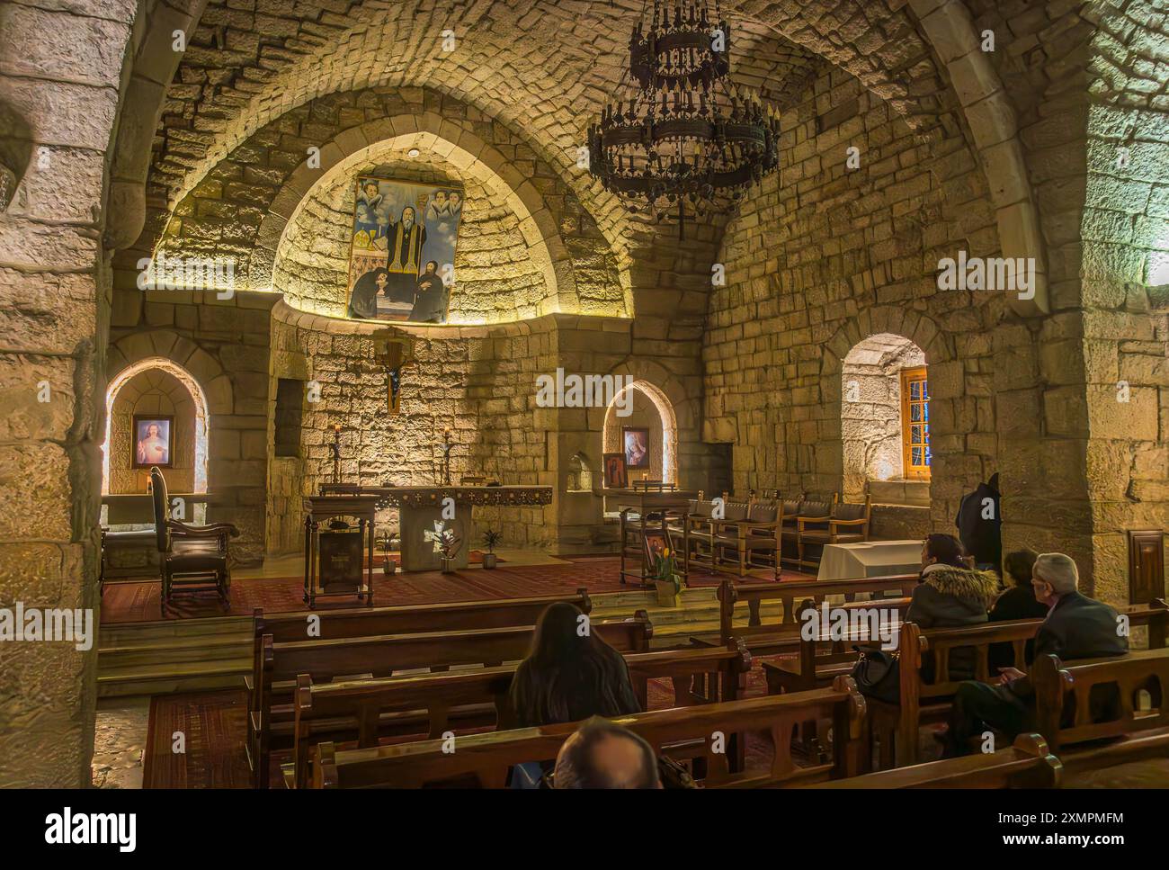 The interior of Monastery Saint Maroun, a Christian shrine, famous for ...
