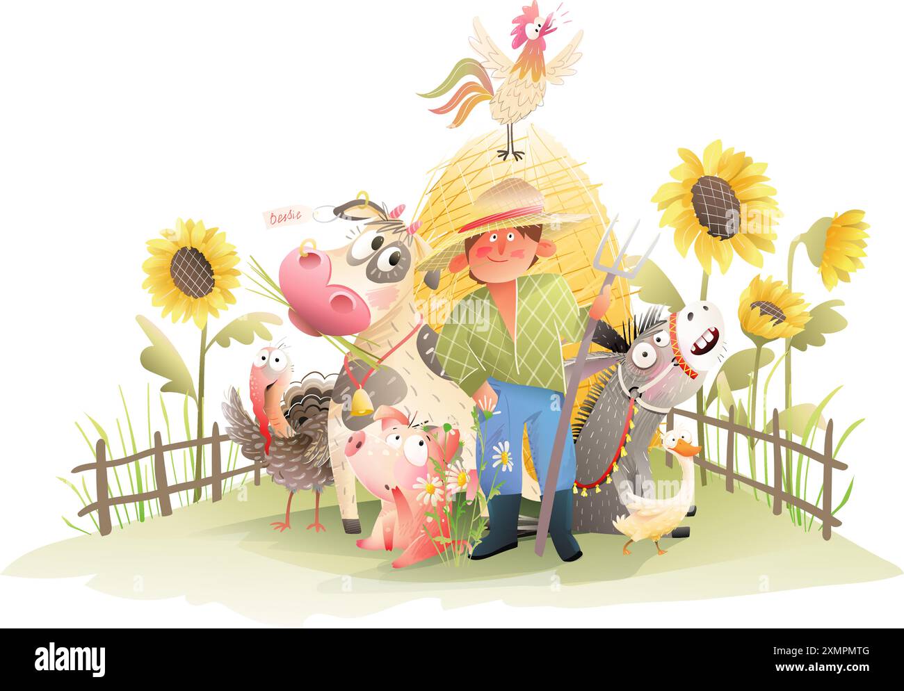 Farm animals country scene cartoon hi-res stock photography and images ...