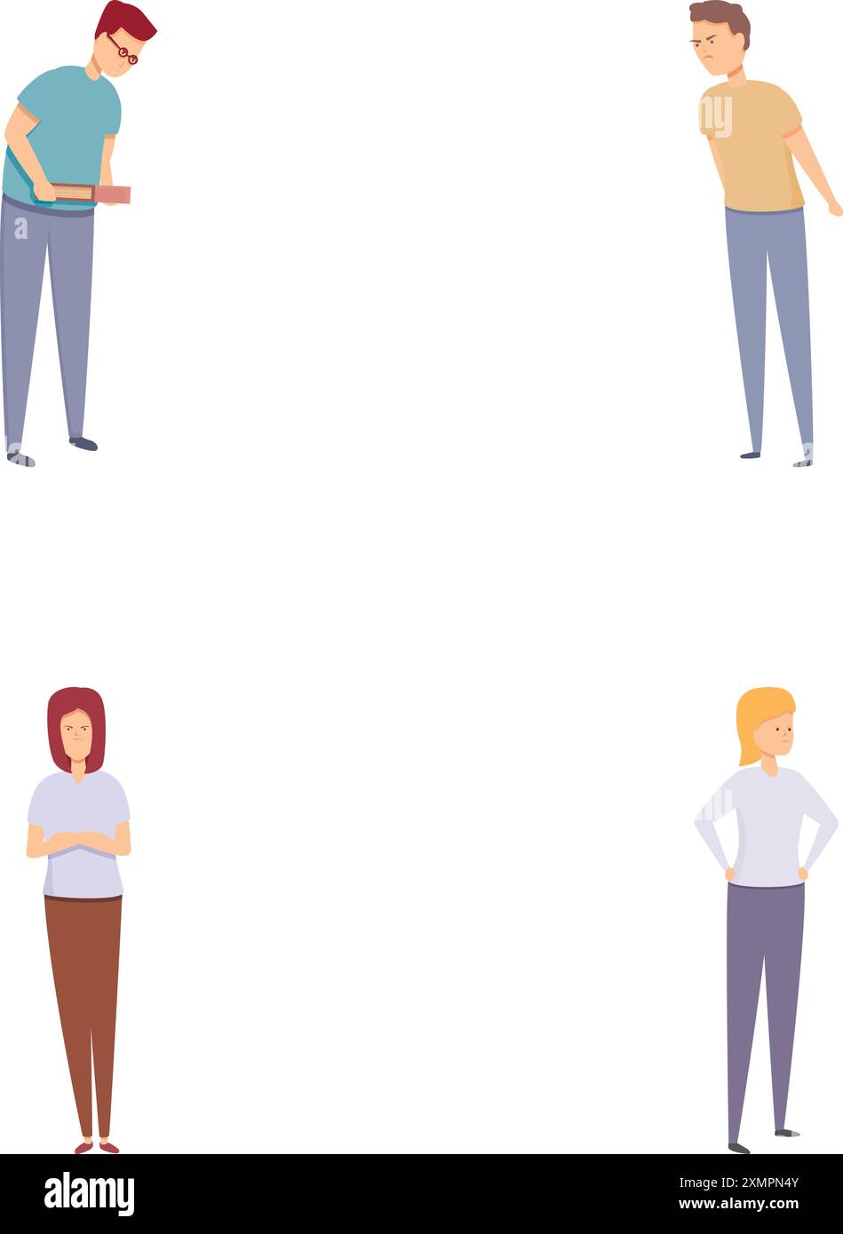 Bullying icons set cartoon vector. Children conflict and violence in ...