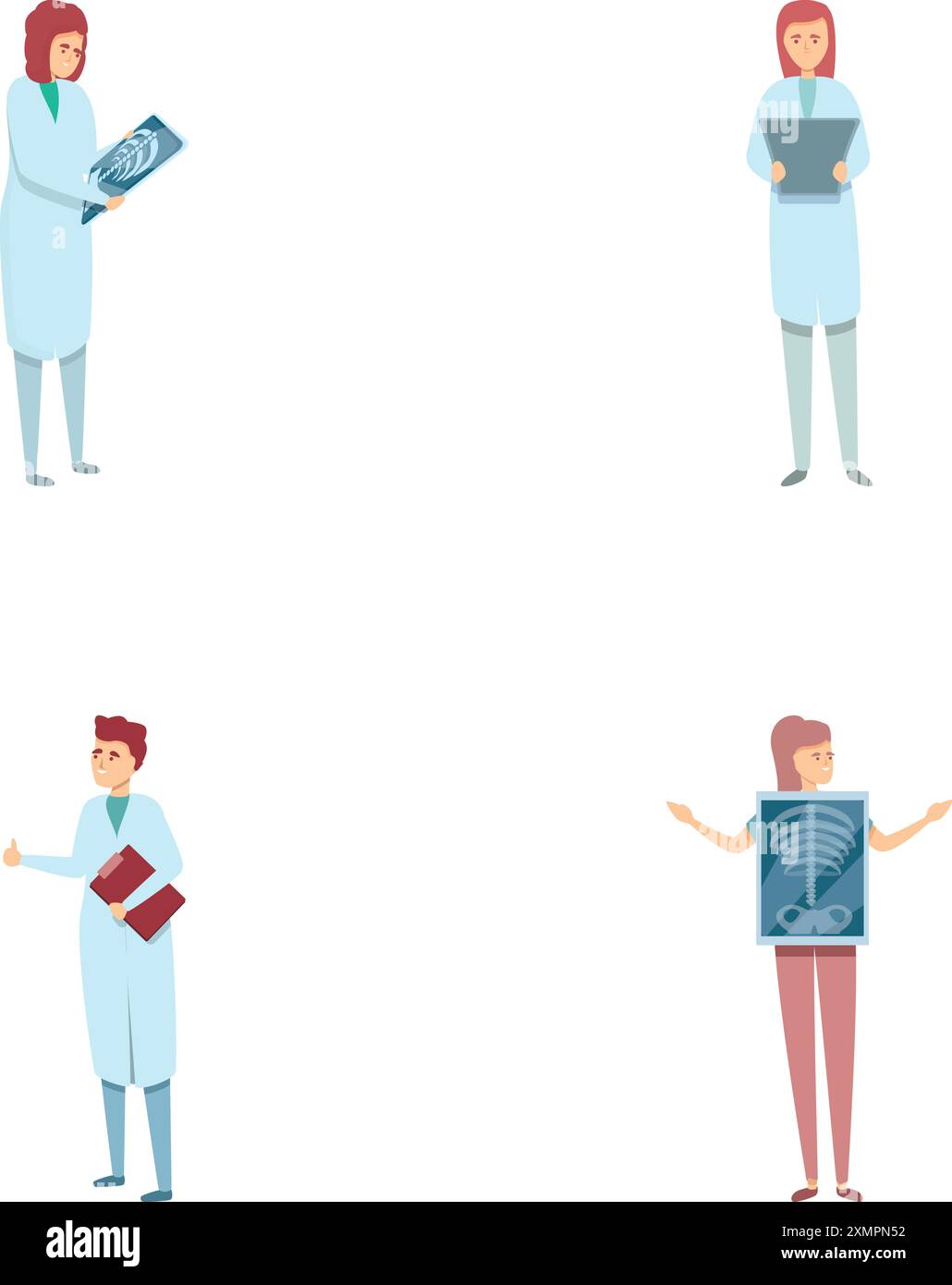 Radiologist concept icons set cartoon vector. Doctor examine xray image ...