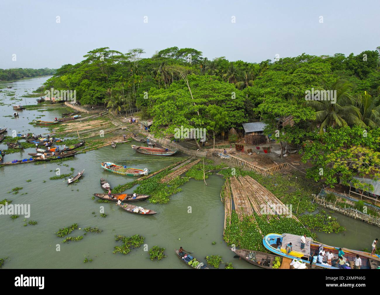 Aerial view of the weekly floating market, Barisal Division, Harta ...