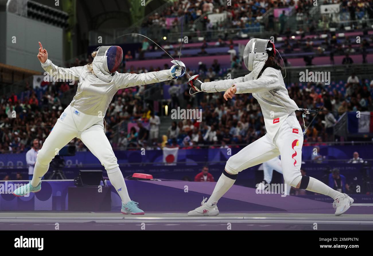 Paris, France. 29th July, 2024. Yang Hengyu (R) of China competes with ...