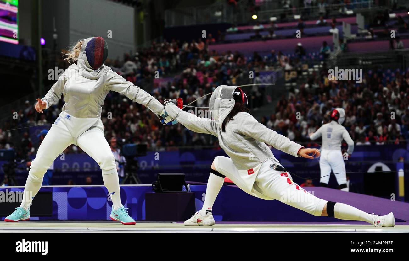 Paris, France. 29th July, 2024. Yang Hengyu (R) of China competes with ...