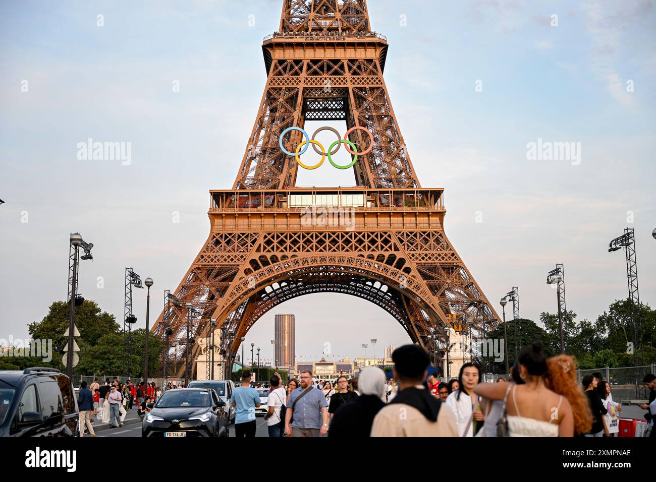 Paris (France): the Eiffel Tower with the olympic rings for the Paris ...