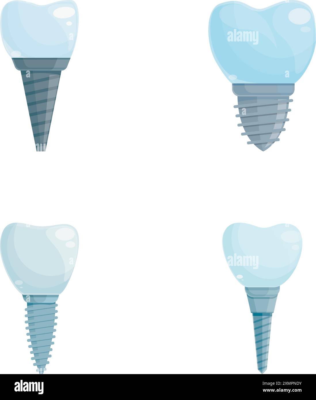 Dental prosthesis icons set cartoon vector. Various type of dental ...