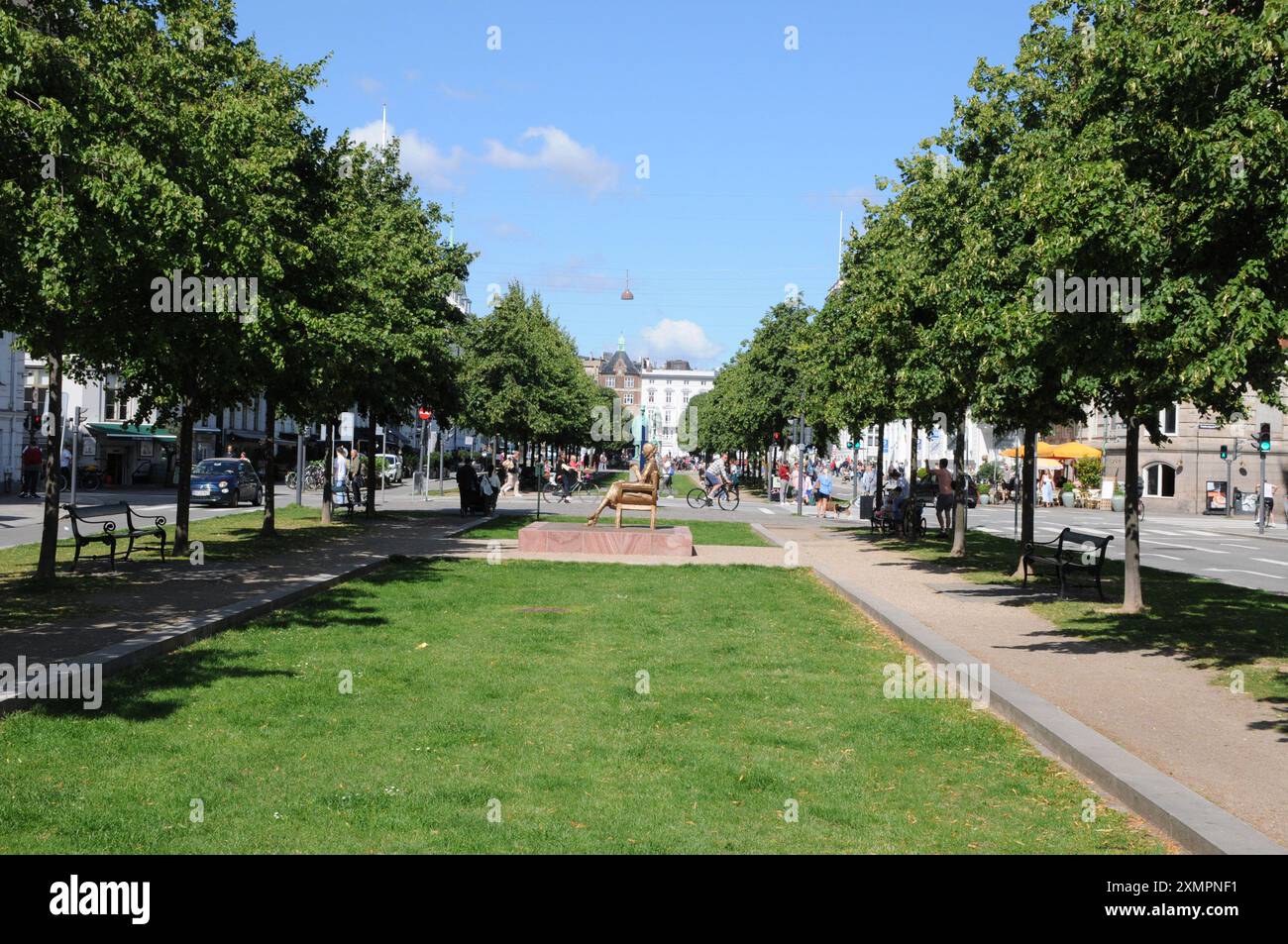 Copenhagen/ Denmark/28 July 2024/ golden Statue of danish writer Karen ...