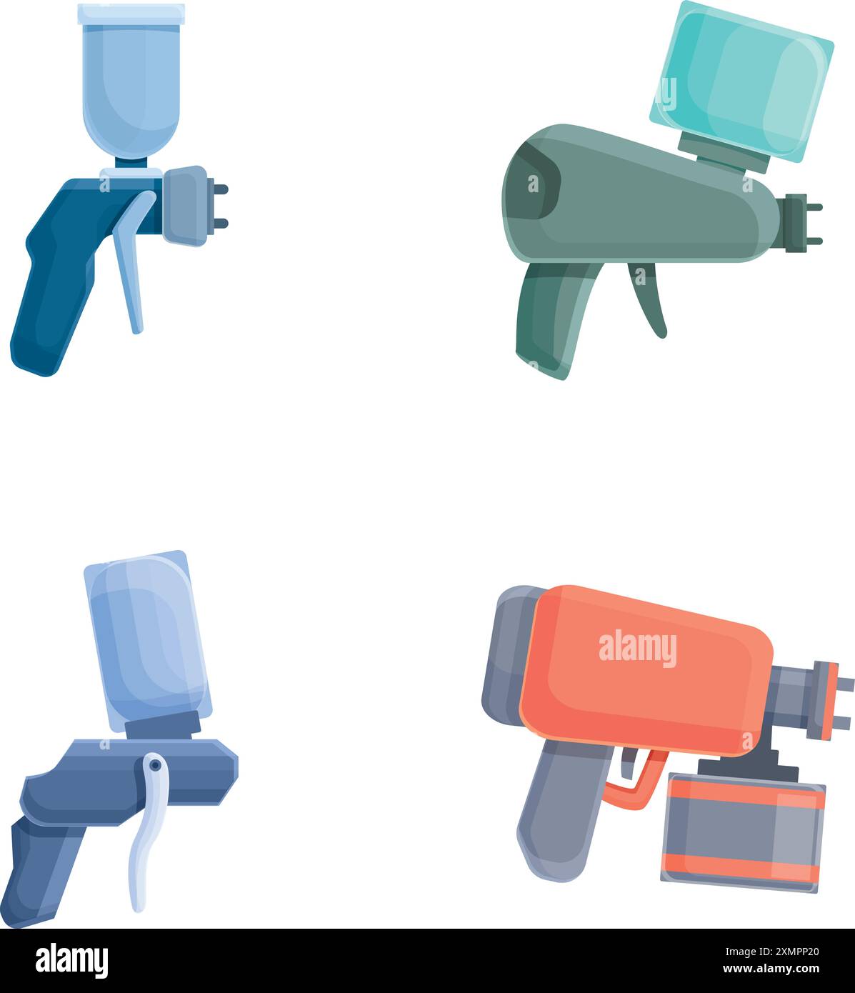 Sprayer icons set cartoon vector. Pistol pulverizer with nozzle ...