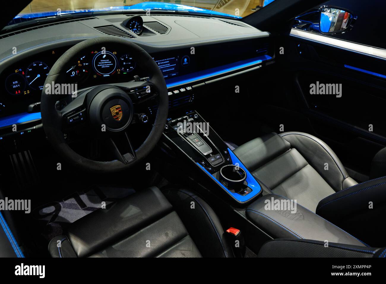 Close-up view of the cockpit of a Porsche 911 GT3, showcasing its high ...
