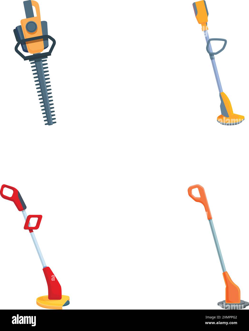 Yard lawnmower icons set cartoon vector. Electric lawn mower and grass ...