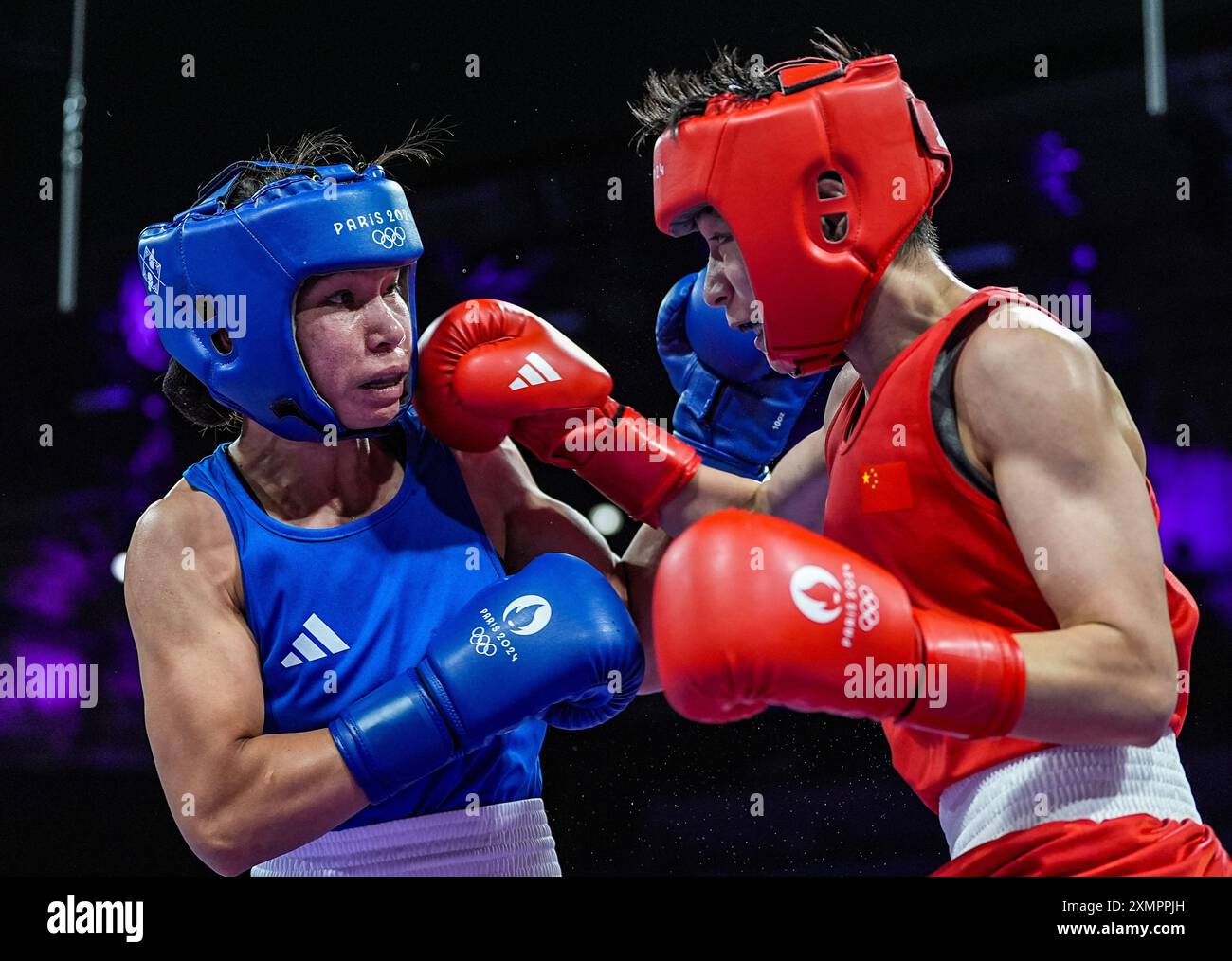 Paris, France. 29th July, 2024. Yang Wenlu (R) of China competes ...