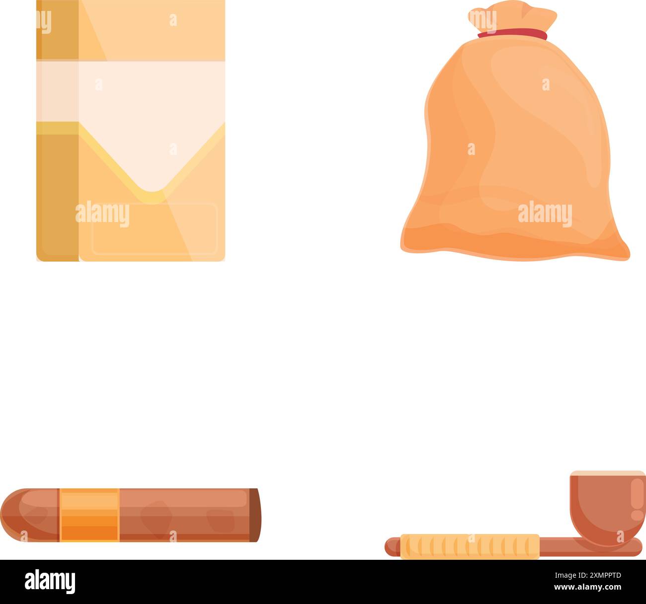 Smoking tool icons set cartoon vector. Cigarette, cigar and smoking ...