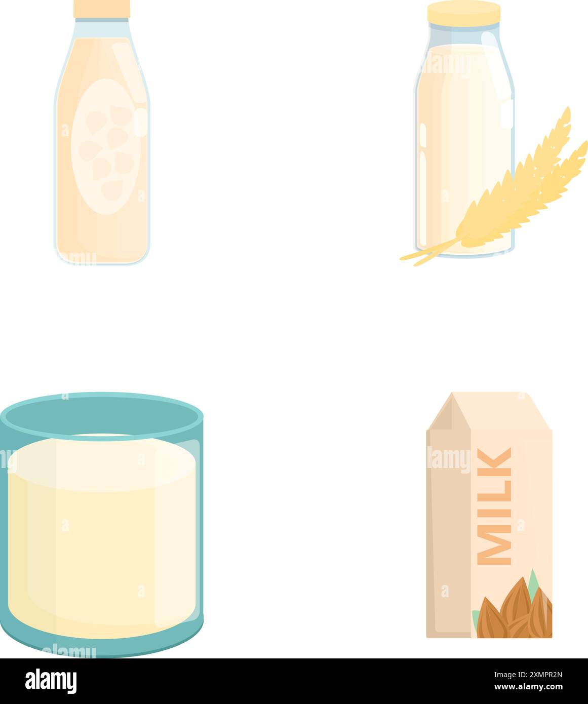 Alternative milk icons set cartoon vector. Vegan milk in carton box and ...