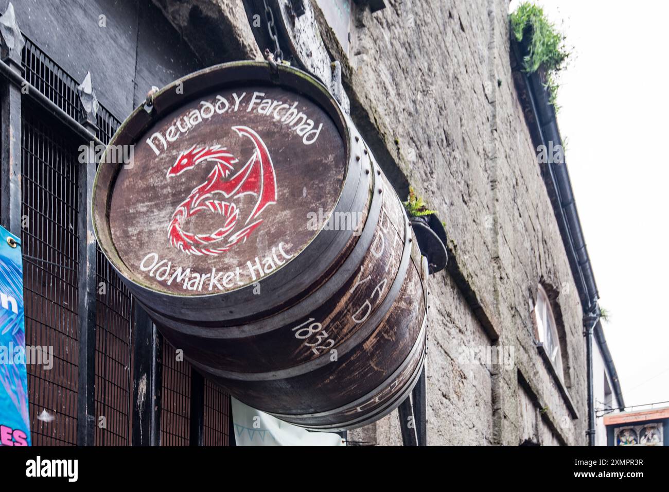 Historical old market hall in the town of caernarfon hi-res stock ...