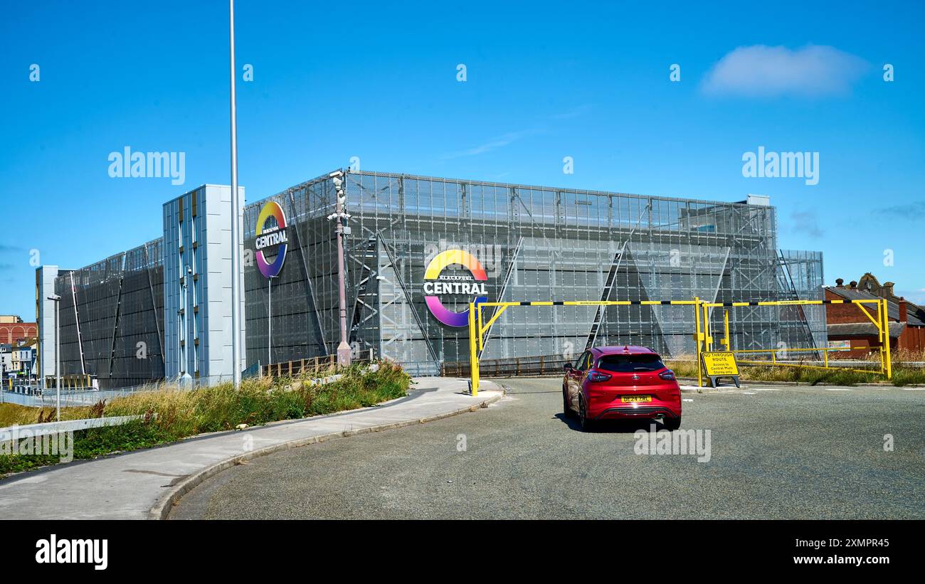 Red car driving into the new multi-storey car park in Blackpool,UK ...