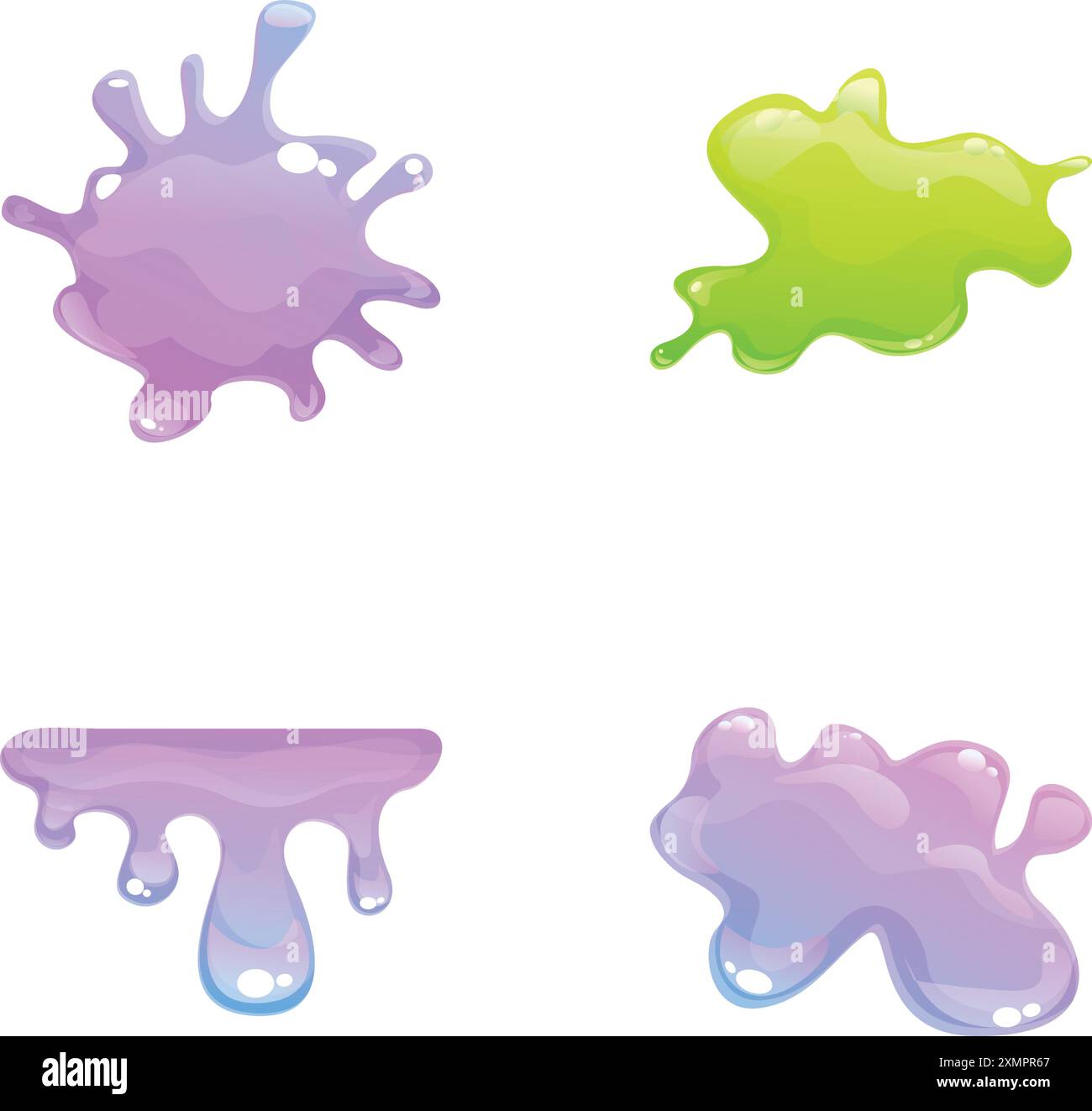 Colorful slime icons set cartoon vector. Various dripping slime stain ...