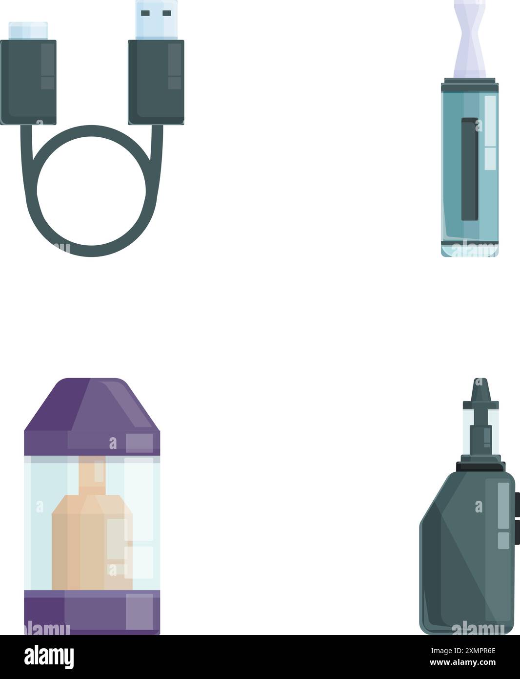 Cigarette device icons set cartoon vector. Electronic cigarette ...