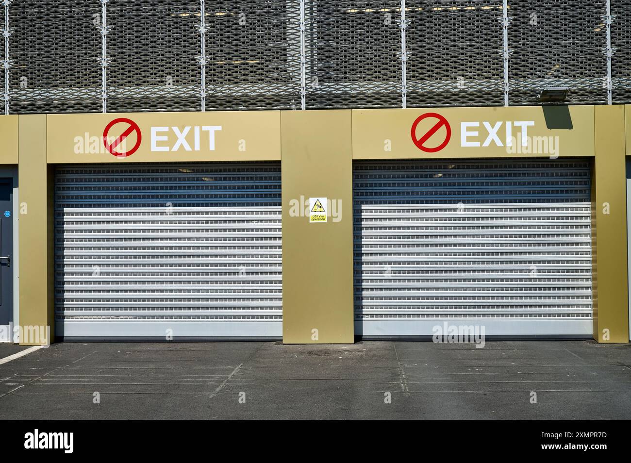Shuttered door exit from the new Blackpool Central multi-storey car ...