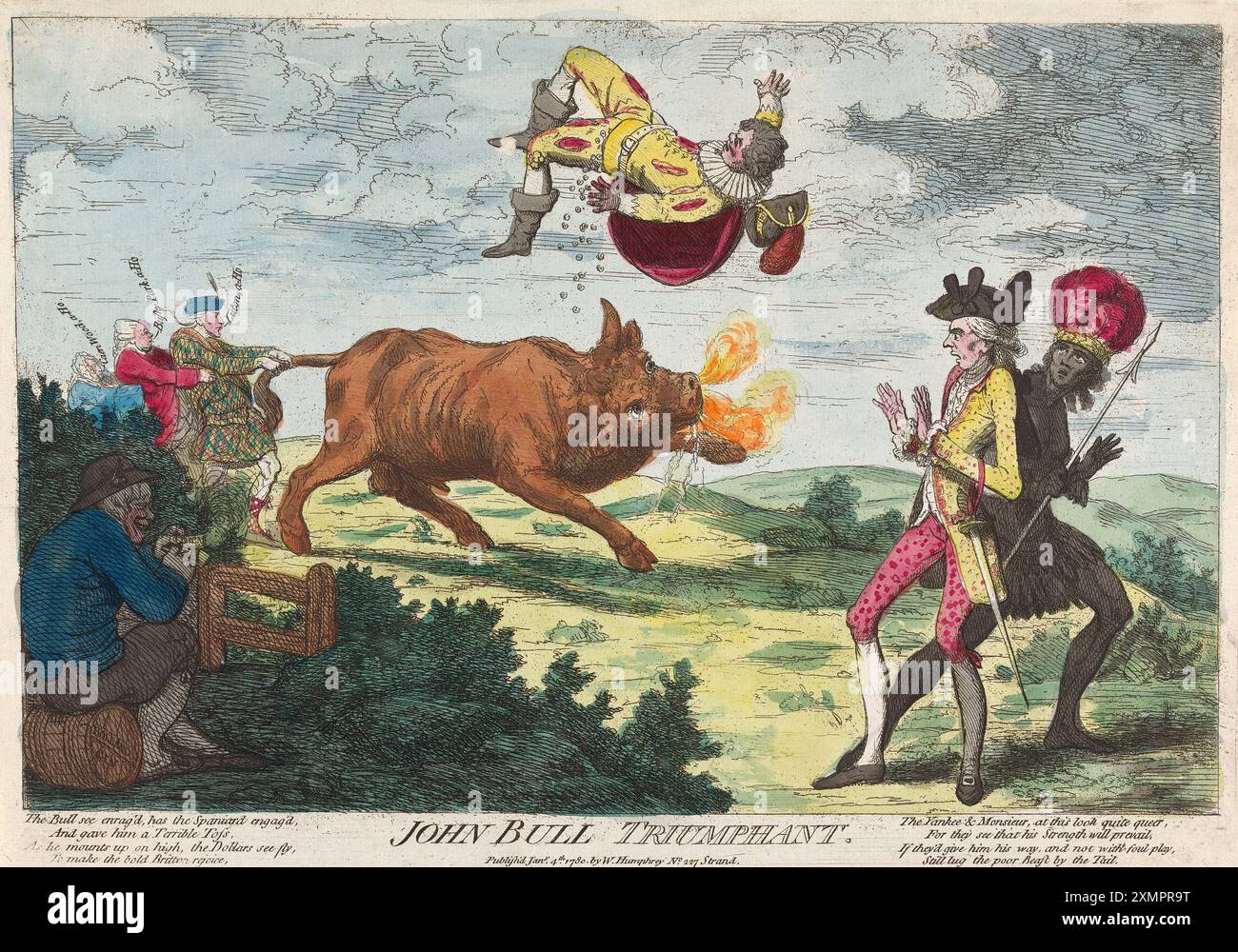 A humorous cartoon by James Gillray, print etching hand coloured ...