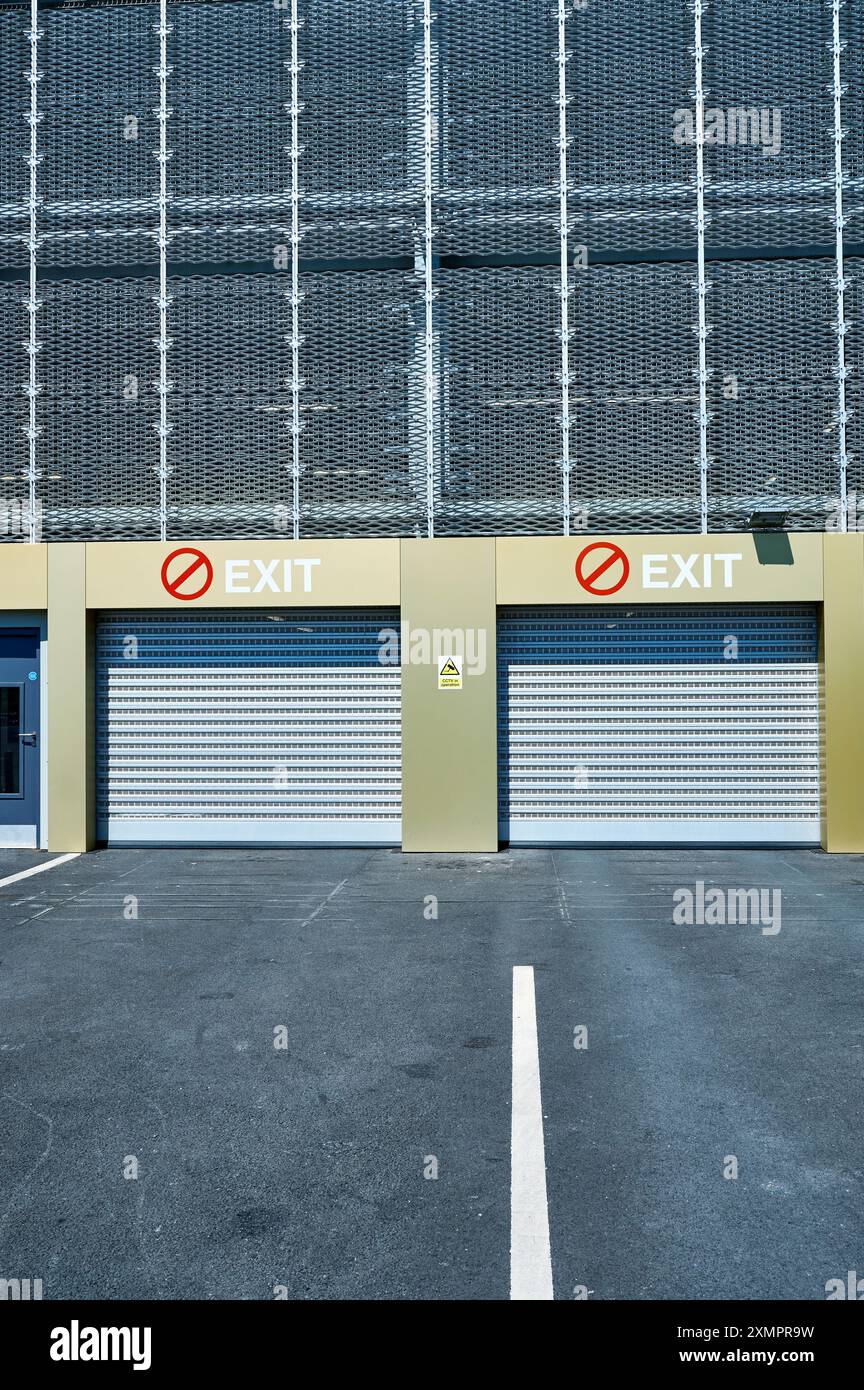 Shuttered door exit from the new Blackpool Central multi-storey car ...