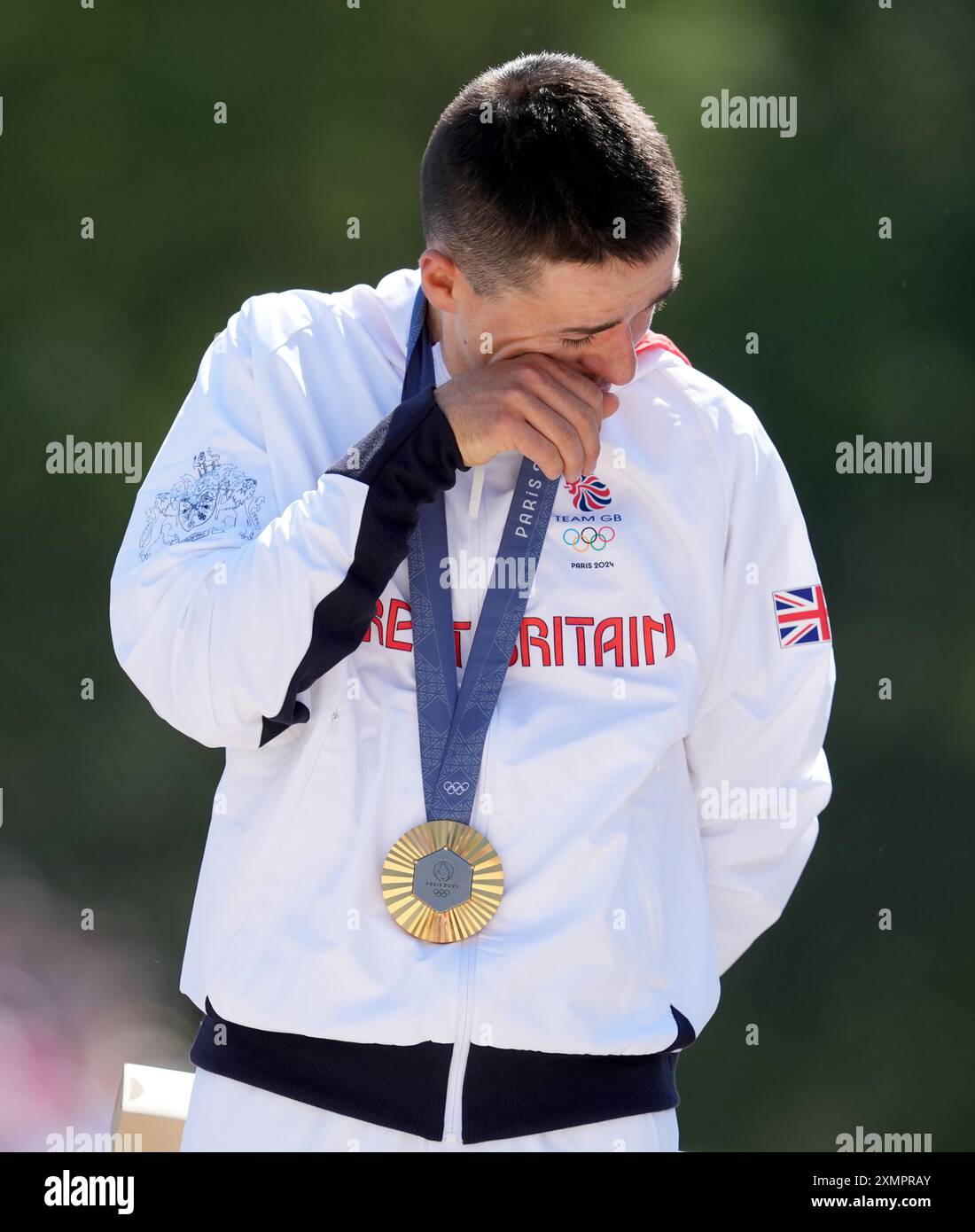 Great Britain's Tom Pidcock with his gold medal following the Men's ...