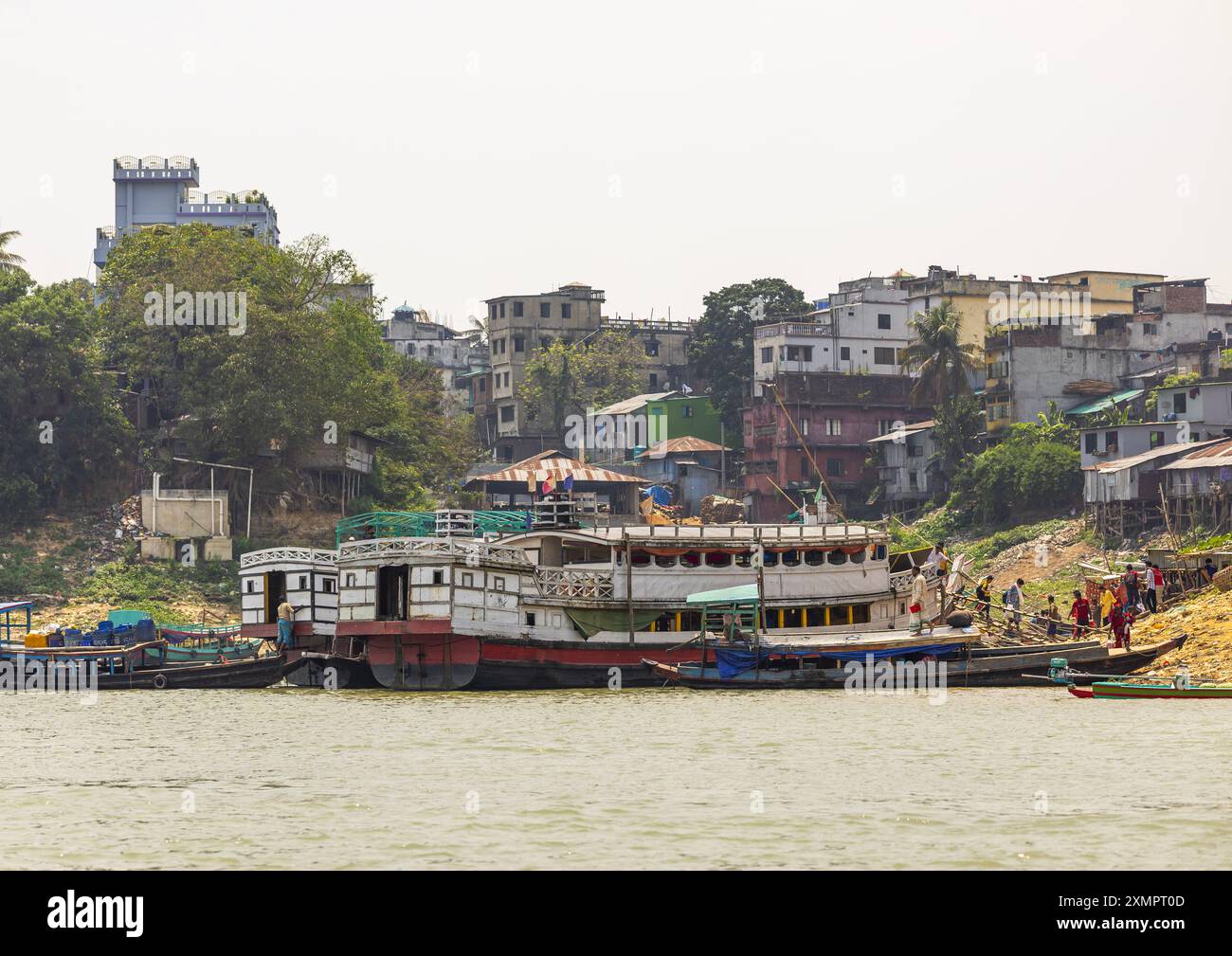 Stilt houses raised on piles on Kaptai Lake, Chittagong Division ...