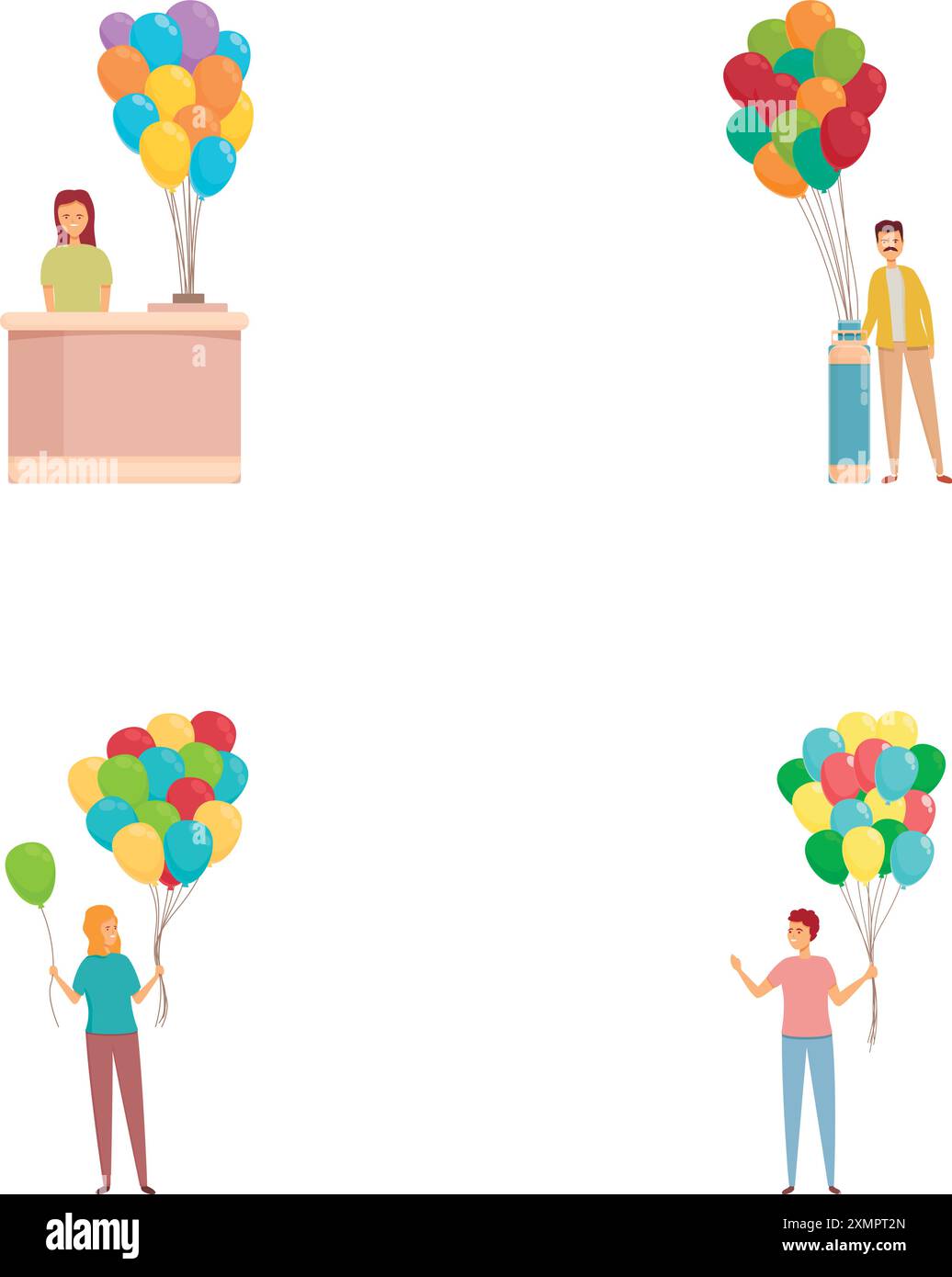 Street selling icons set cartoon vector. Man and woman selling colorful ...