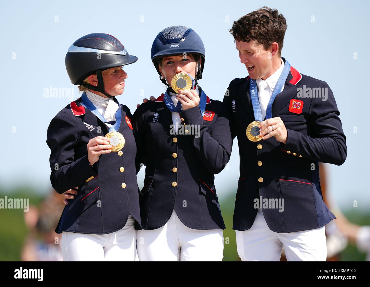 Great Britain's Rosalind Canter, Laura Collett and Tom McEwen with ...
