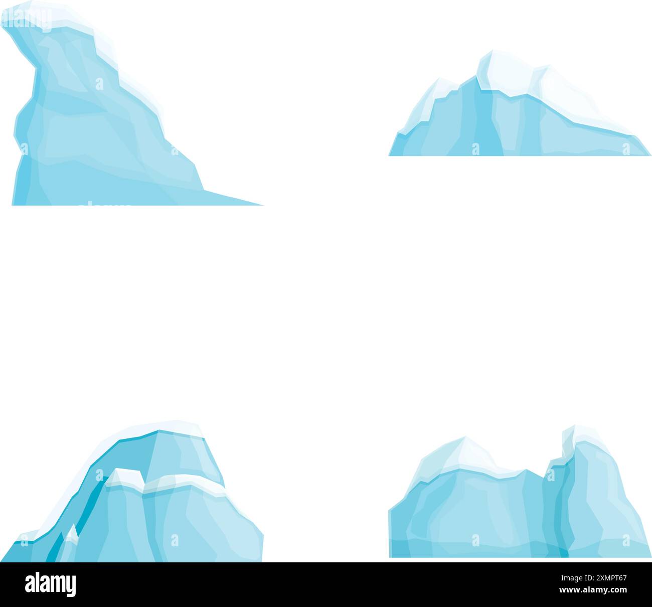 Drifting iceberg icons set cartoon vector. Iceberg floating in ocean ...