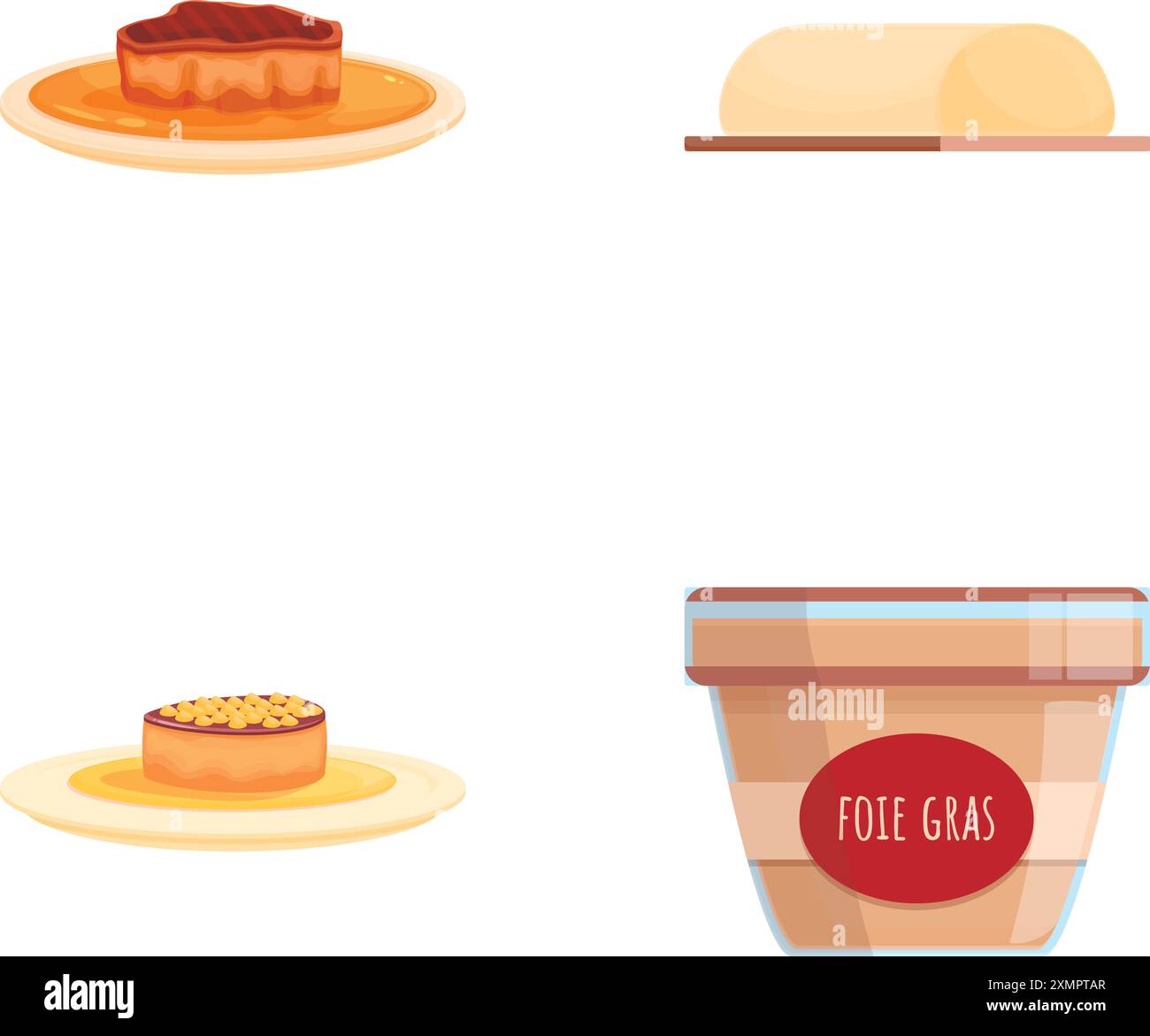 Liver pate icons set cartoon vector. Traditional foie gras dish. French ...