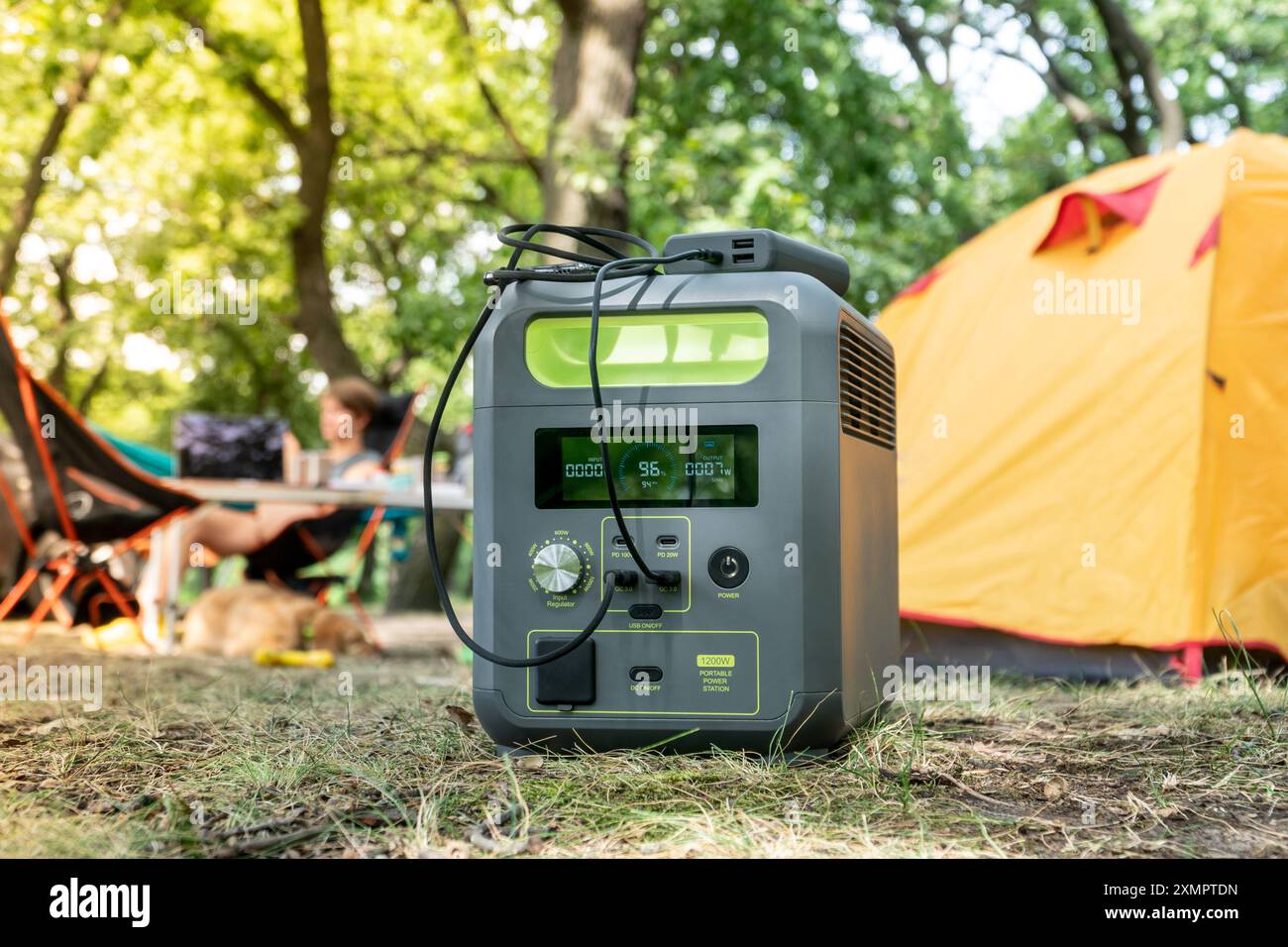 Portable power station with lithium ferrophosphate battery charging ...
