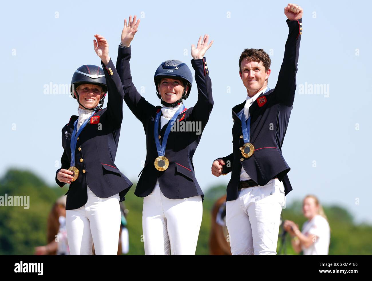 Great Britain's Rosalind Canter, Laura Collett and Tom McEwen with ...