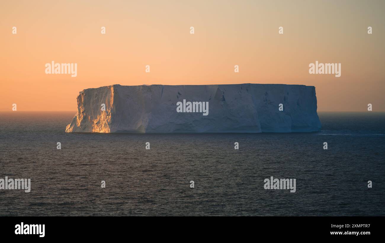 Antarctica Sunset Iceberg Golden Warm Light Lights Side of Massive ...
