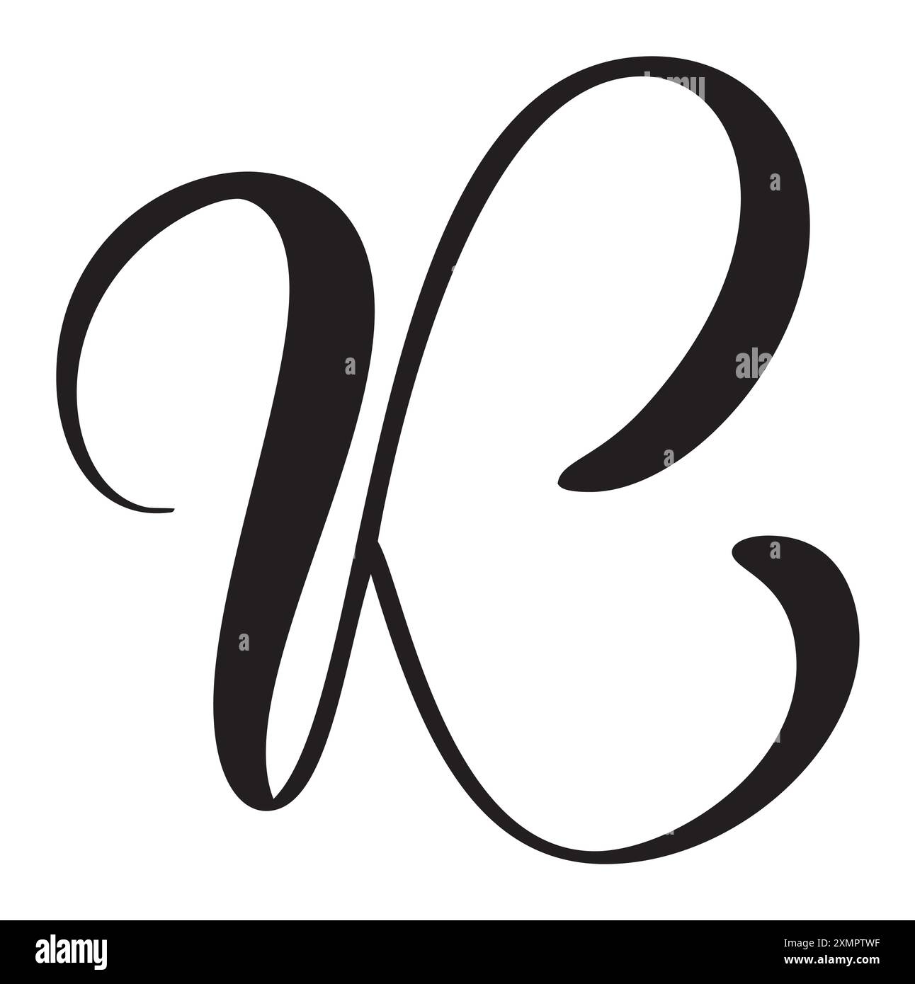 Hand drawn vector calligraphy letter K. Script capital font logo ...