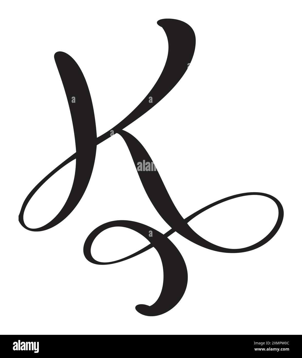 Hand drawn vector calligraphy letter K. Script capital font logo ...