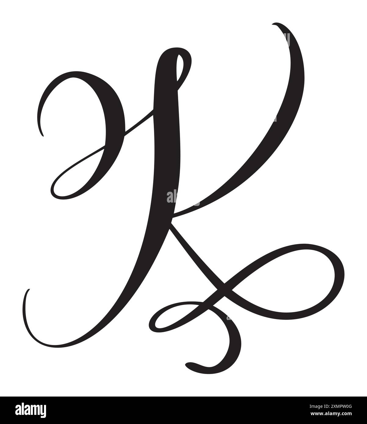 Vector calligraphy hand drawn letter K icon logo. Script font ...