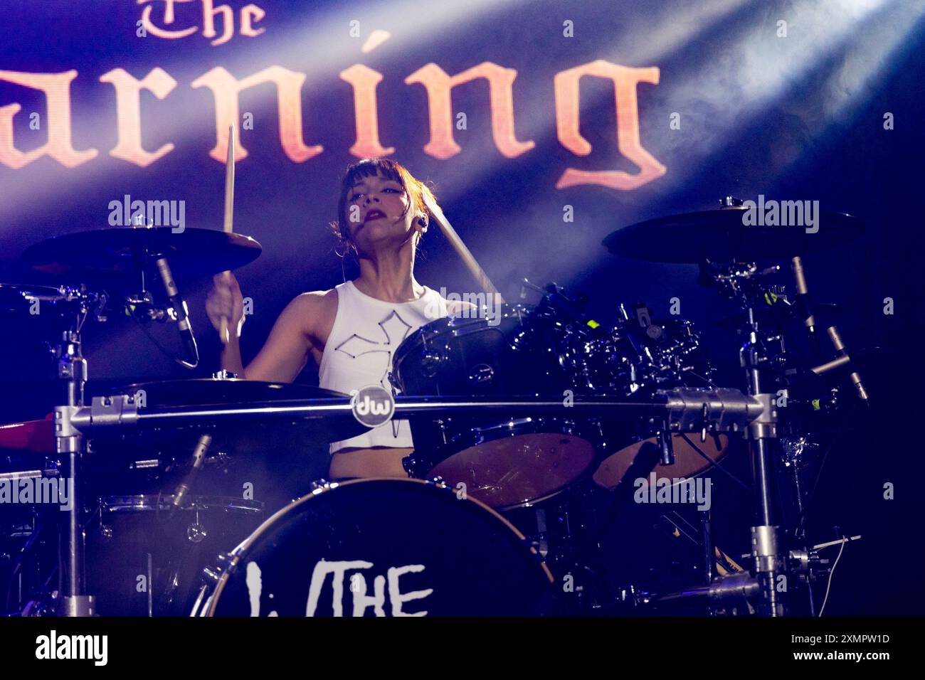 Pau Villarreal Velez of The Warning is performing at Magazzini Generali ...