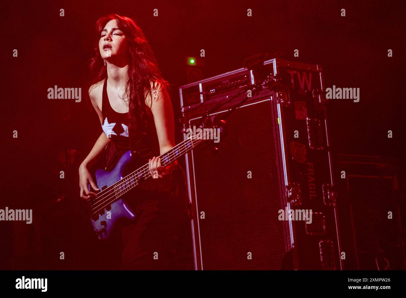 Ale Villarreal Velez of The Warning is performing at Magazzini Generali ...