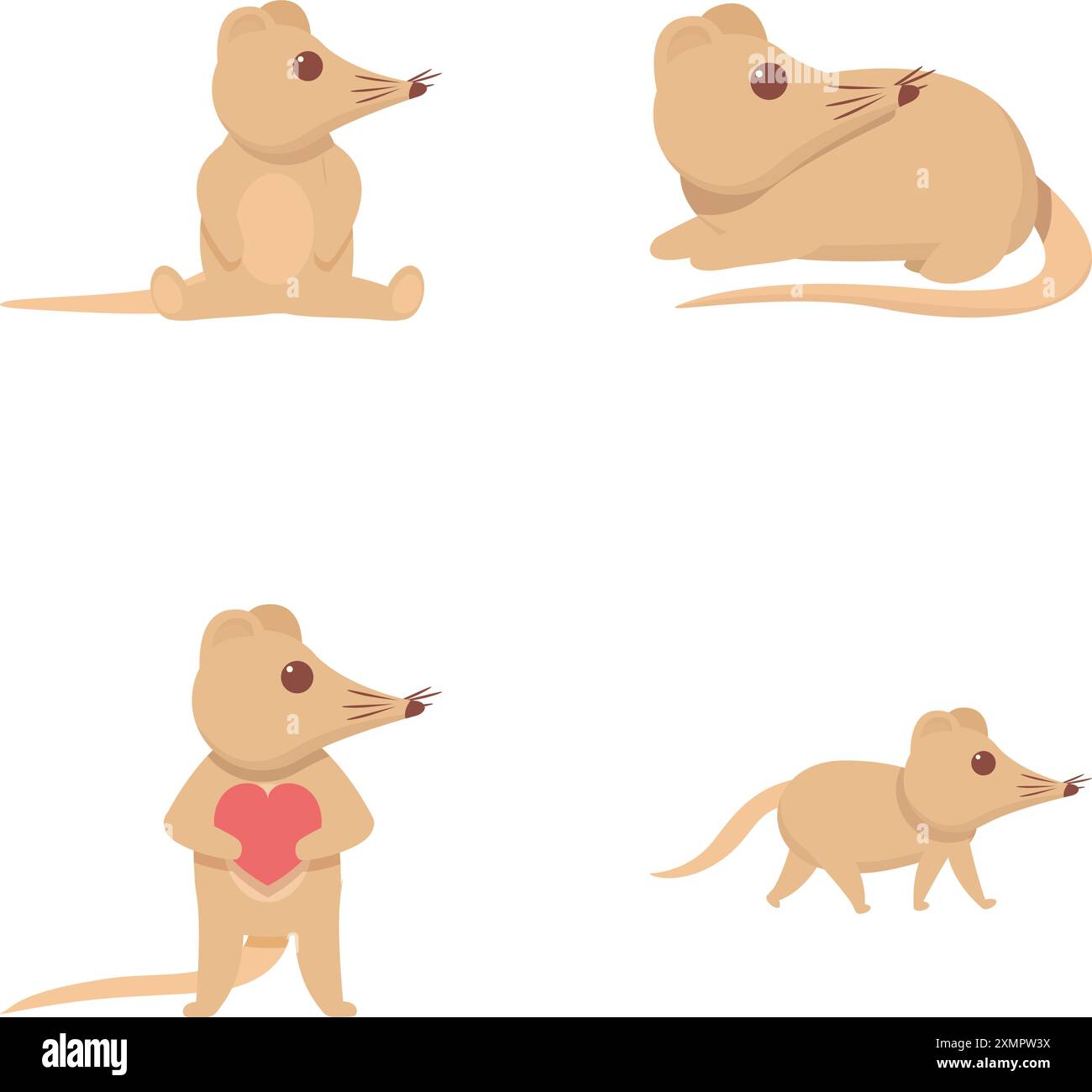Cute mouse icons set cartoon vector. Long nose shrew mouse. Rare animal ...